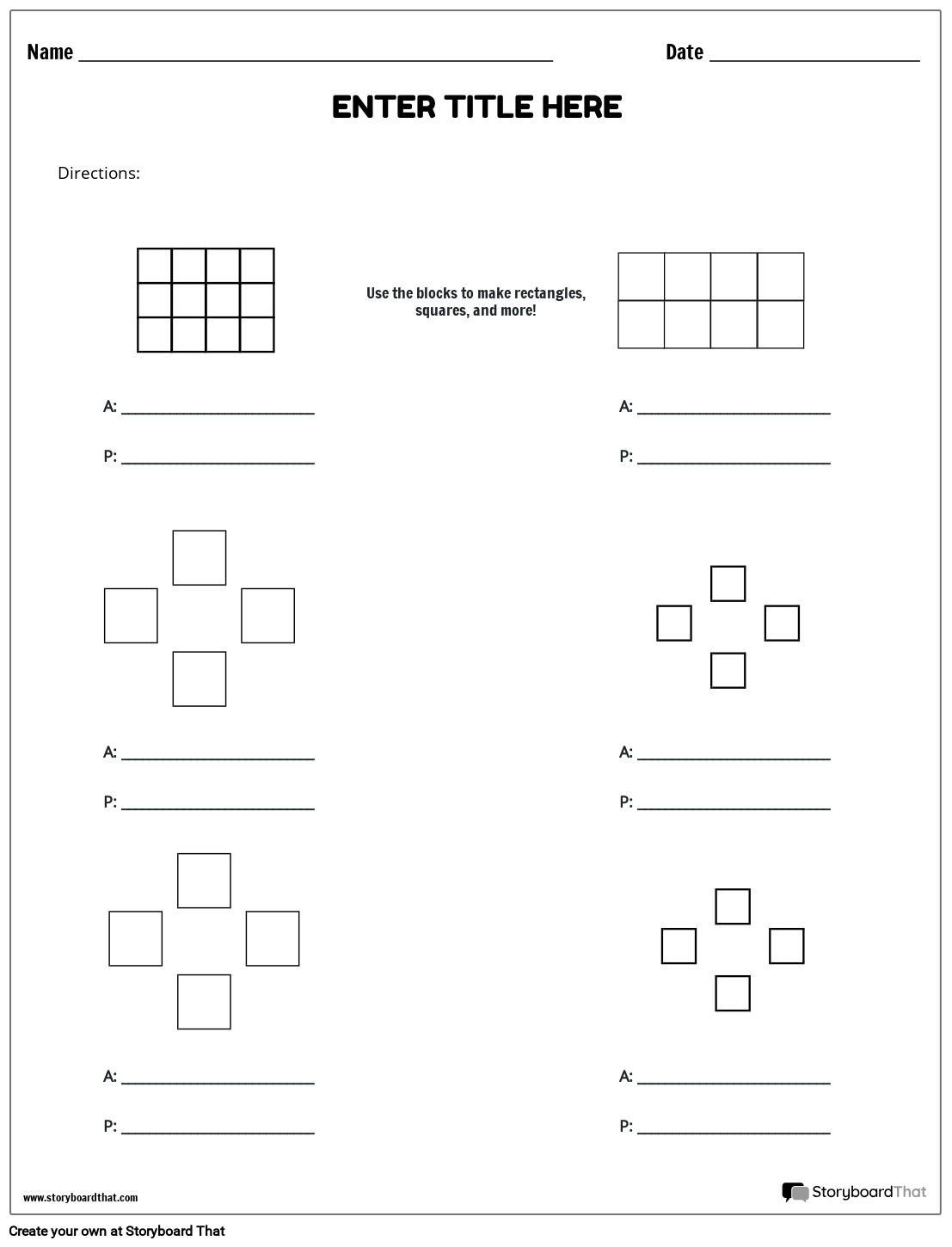 Bloques de Área y Perímetro Storyboard por es-examples