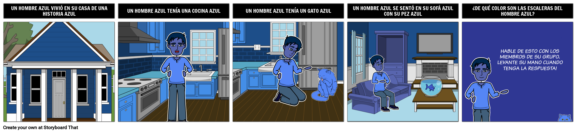 Blue Man Riddle Storyboard por es-examples