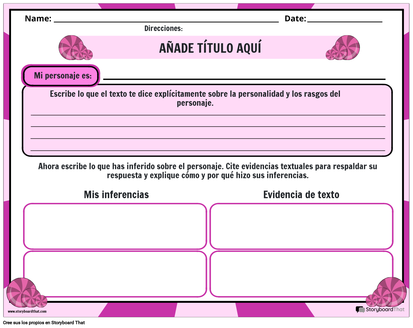 Comprensión de los Personajes: Hoja de Trabajo de Inferencias