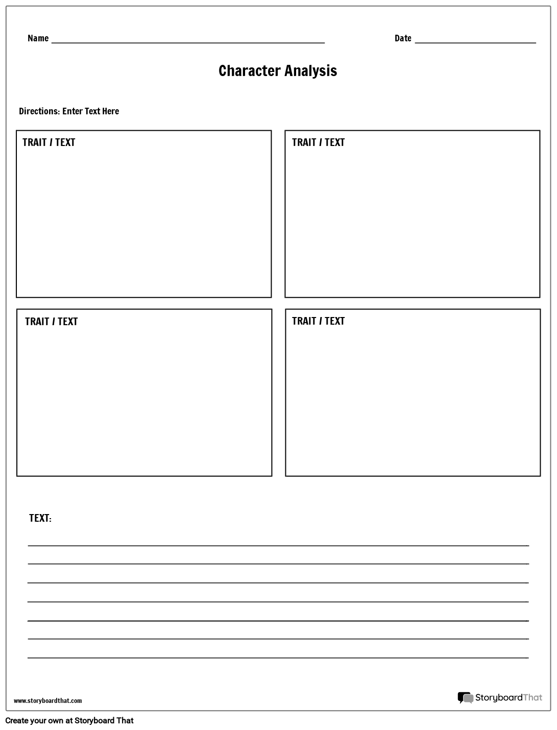 Cuadros de Análisis de Personajes Storyboard por es-examples