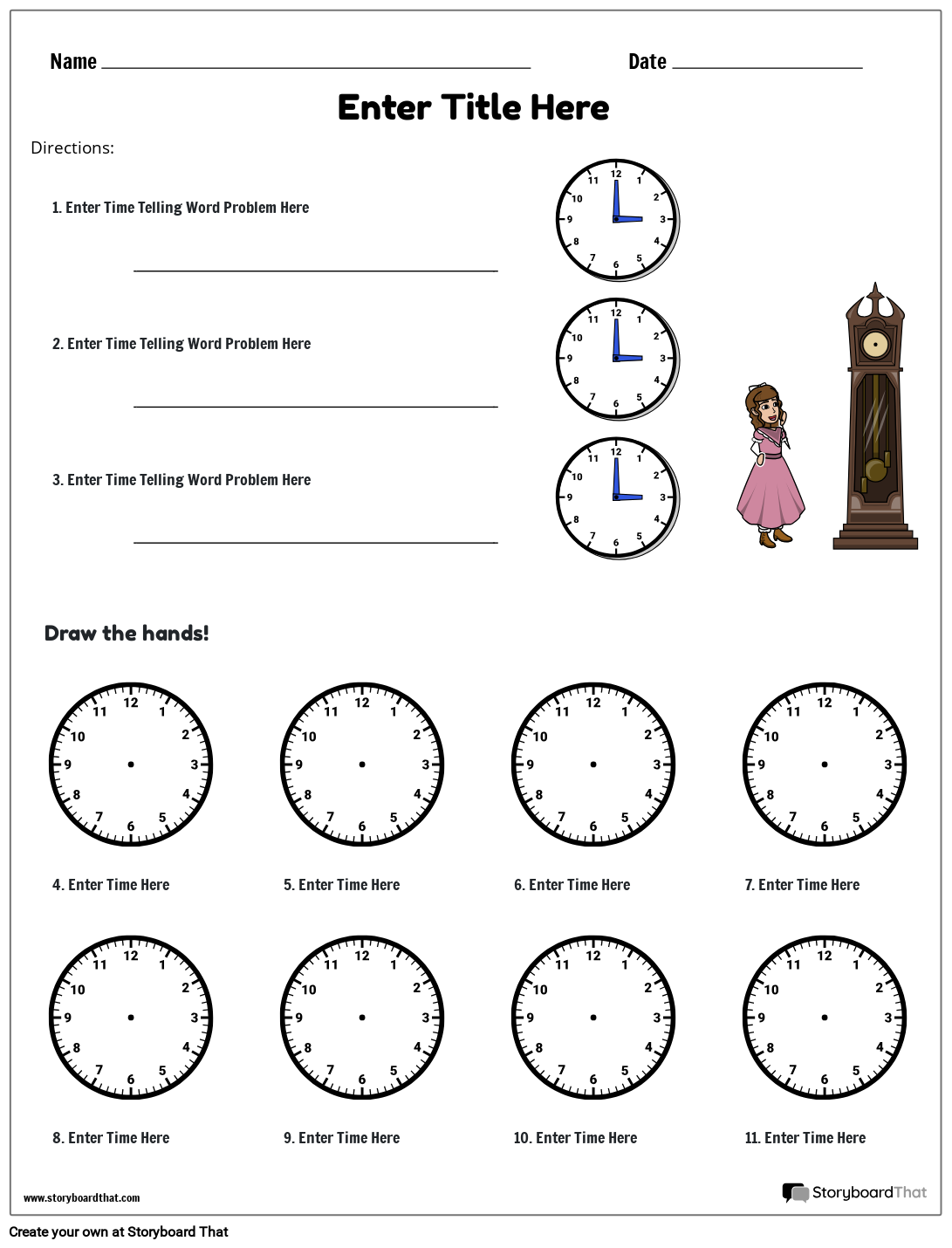 Decir la Hora 2 Storyboard por es-examples