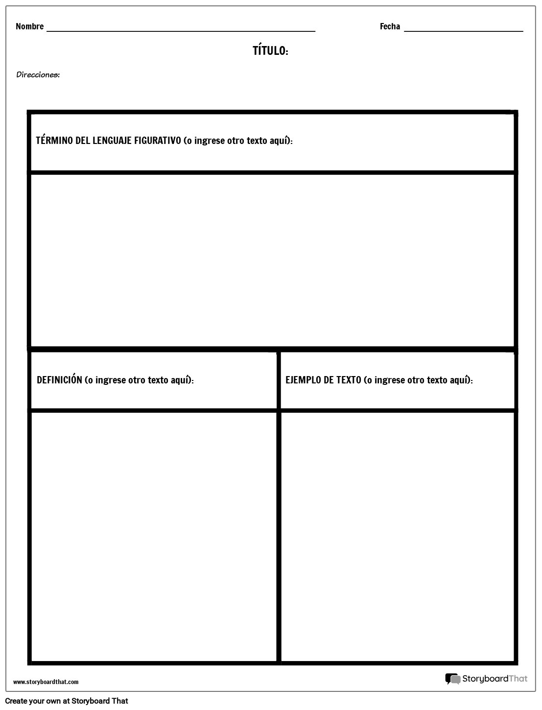 Desglose del Lenguaje Figurativo Storyboard por es-examples