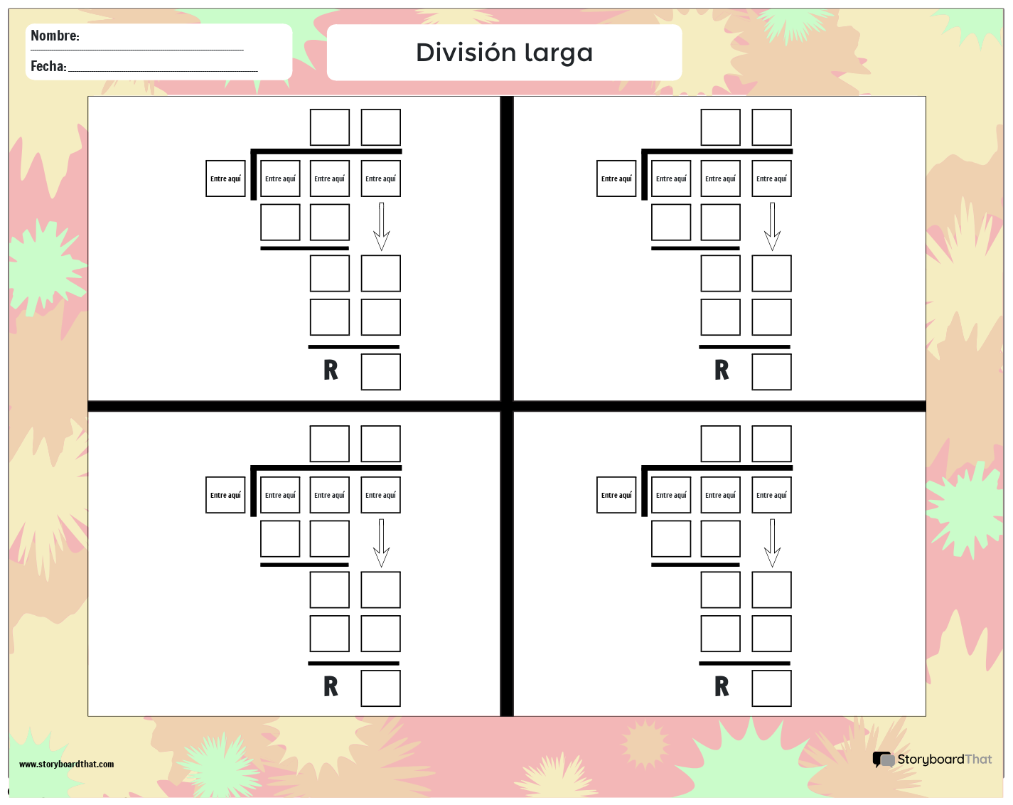 División Larga 7 Storyboard por es-examples