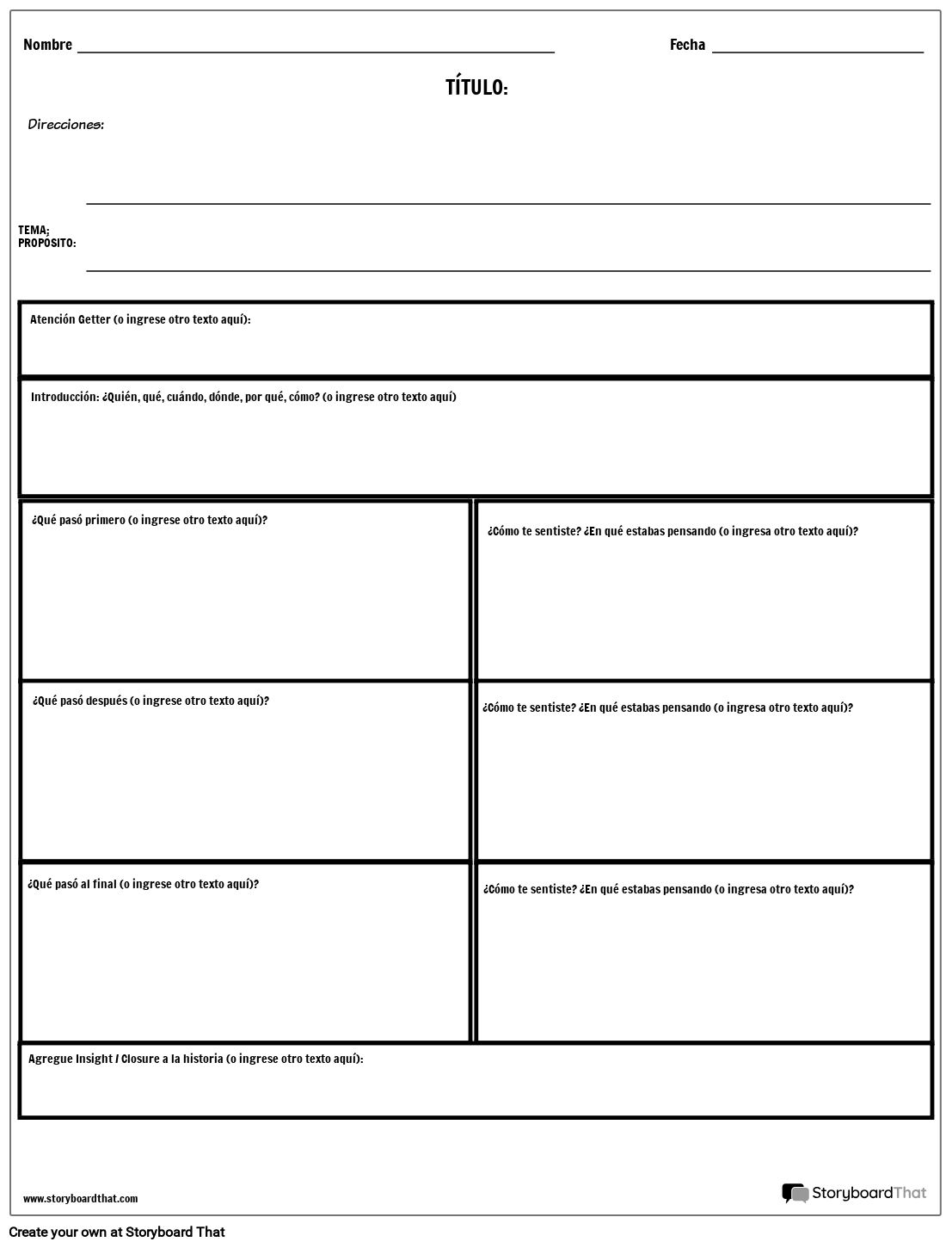 Esbozar Preguntas Storyboard por es-examples