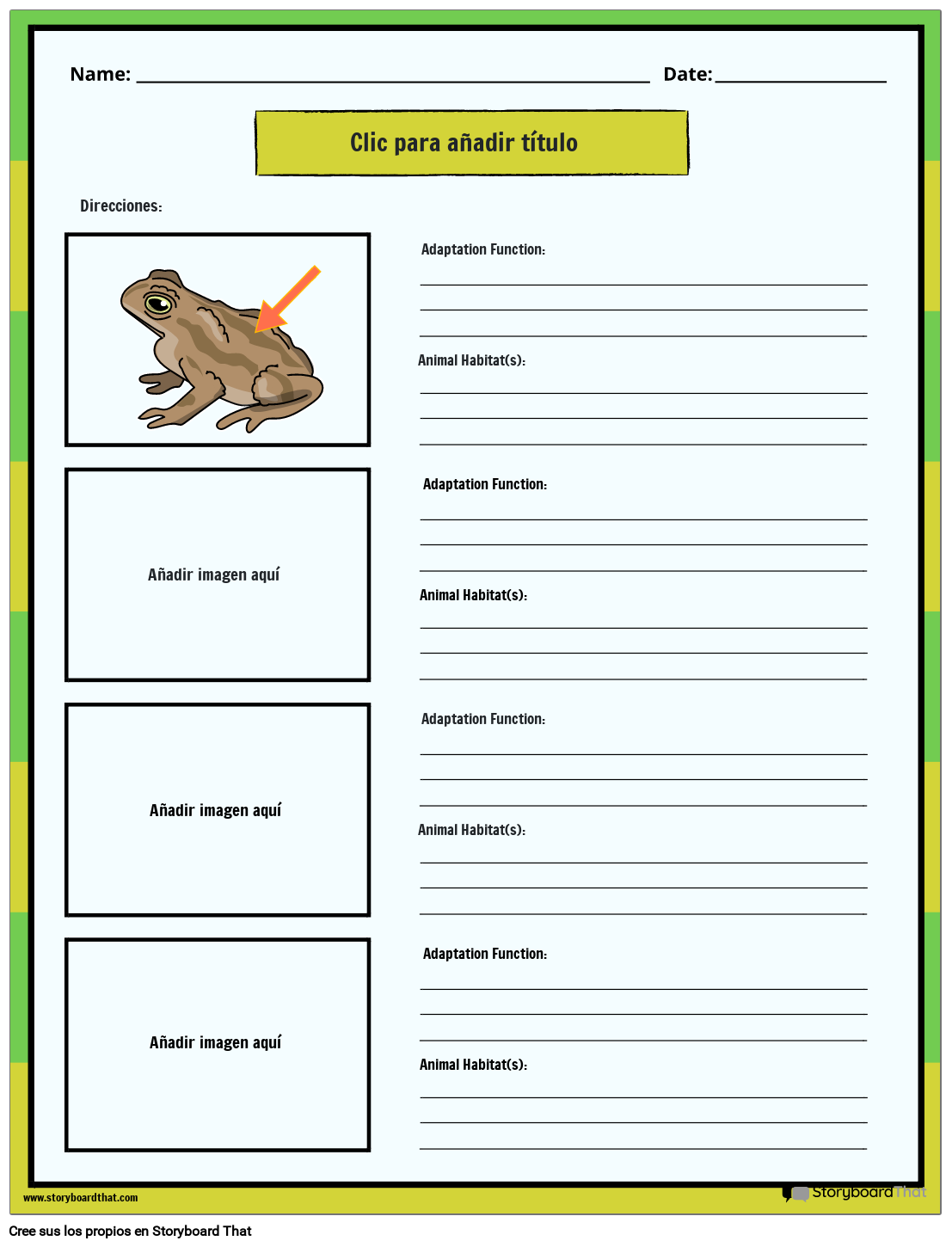 Función de la Hoja de Trabajo de Adaptación Animal