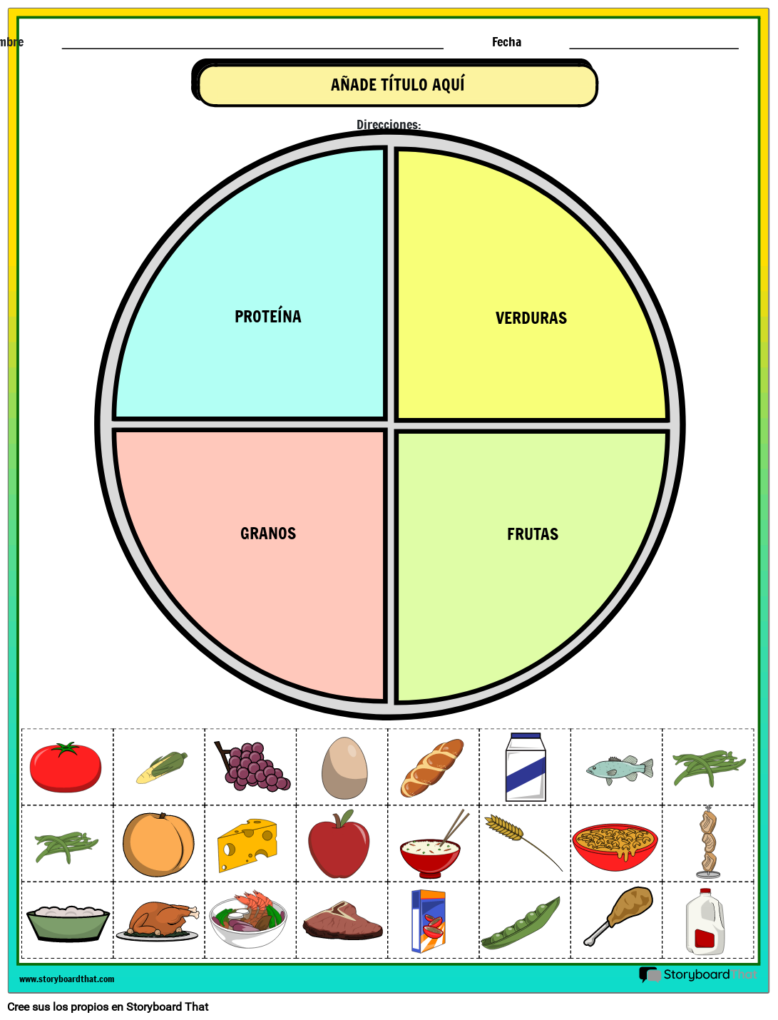 Hoja de Trabajo ¿Qué hay en mi Plato? Storyboard