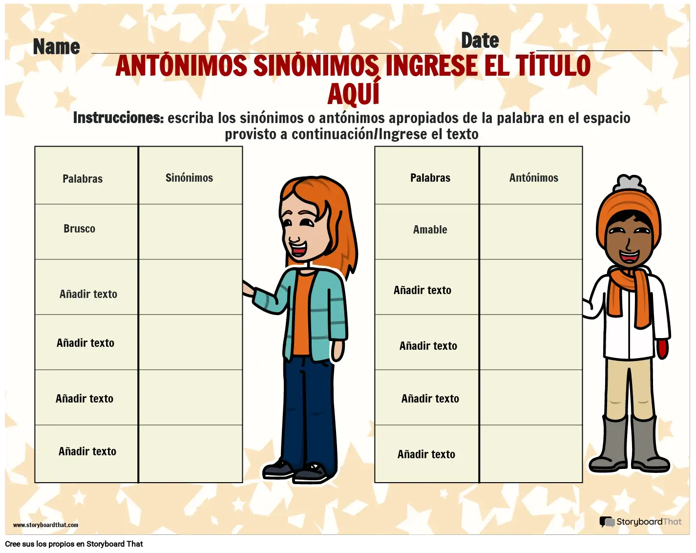 Hoja de trabajo de Antónimos y sinónimos simples