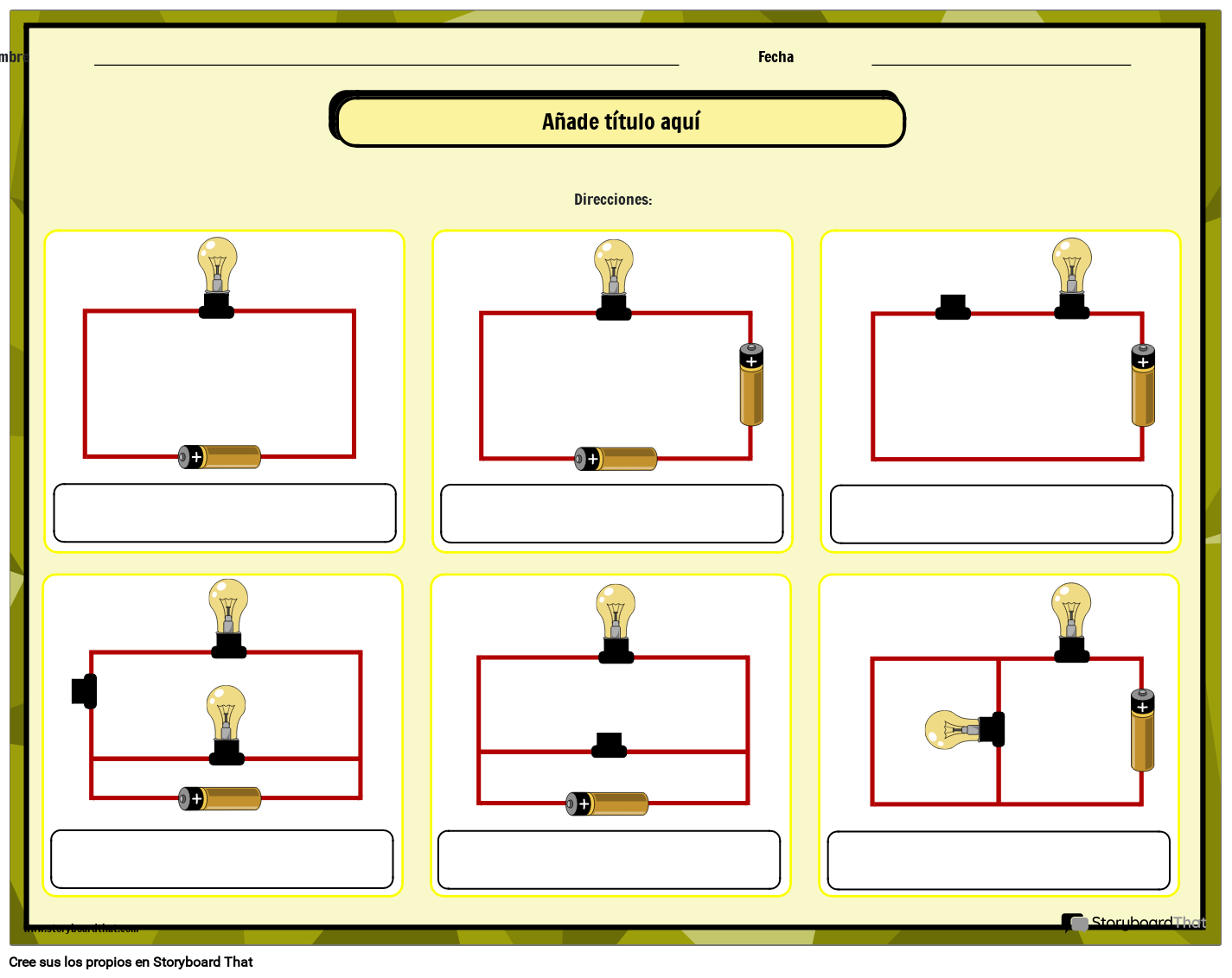 Hoja de Trabajo de Circuito Eléctrico Storyboard