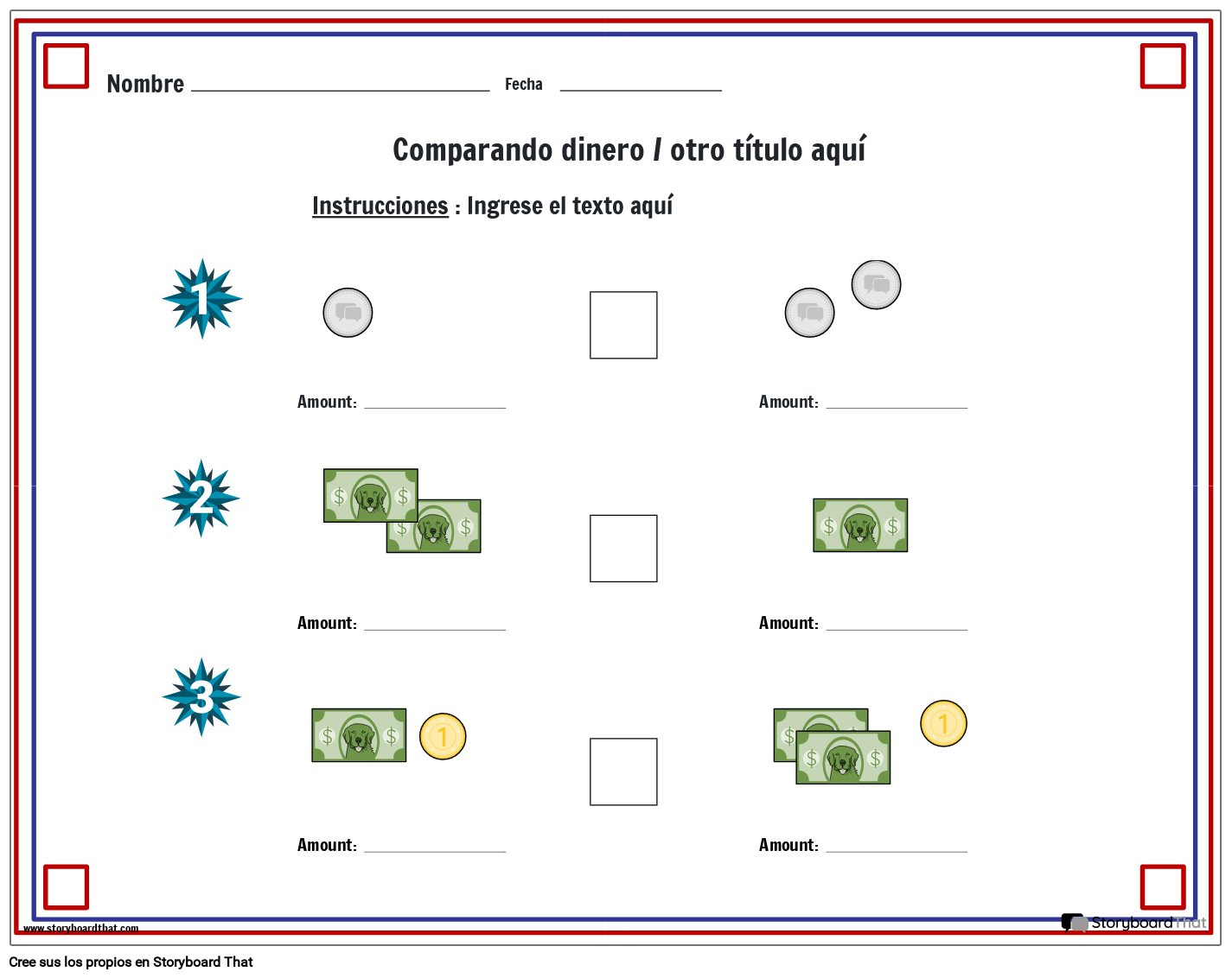 Hojas De Trabajo Sencillas Para Contar Dinero