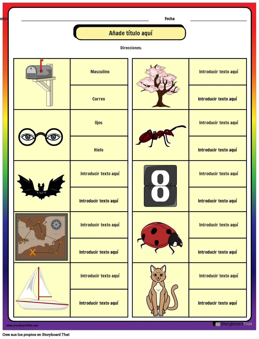 Hoja de trabajo de homófonos Storyboard por es-examples