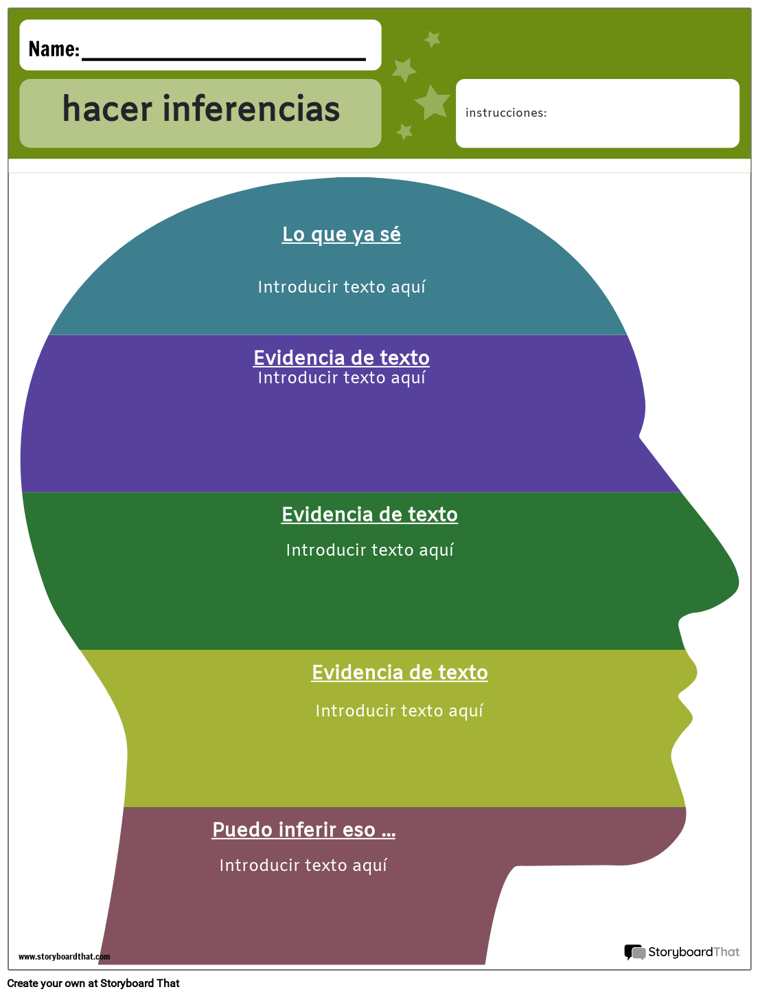Hoja de Trabajo de Inferencias 3 Storyboard por es-examples