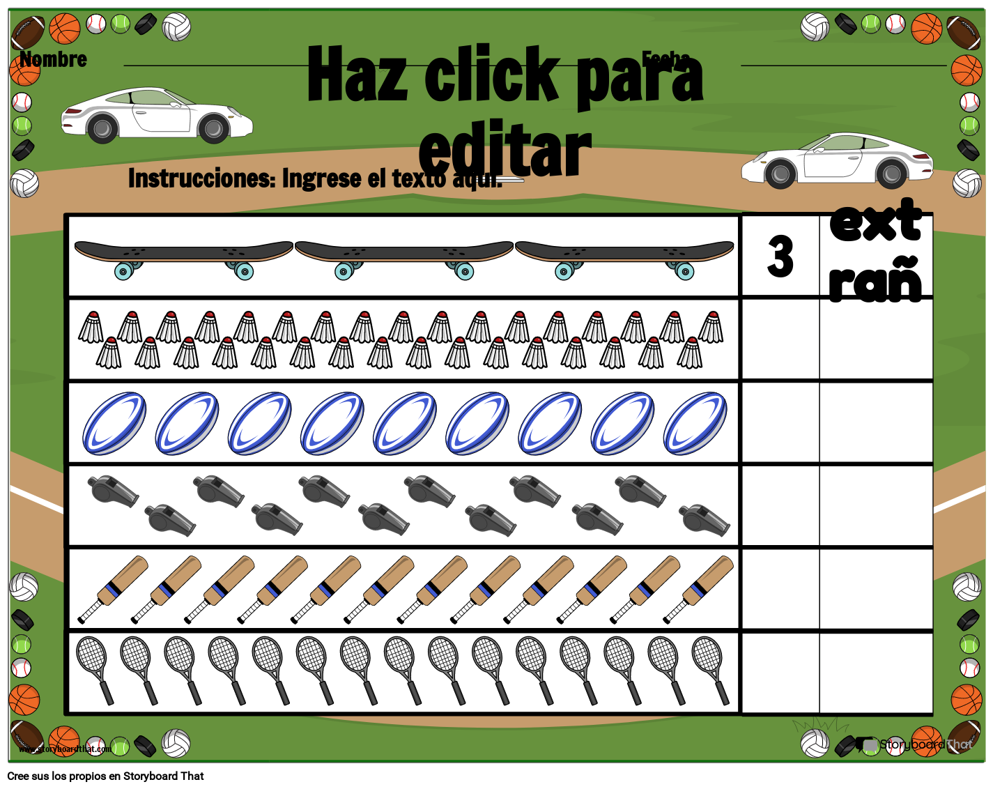 Hoja de Trabajo de Números Pares e Impares de Artículos Deportivos Listos P