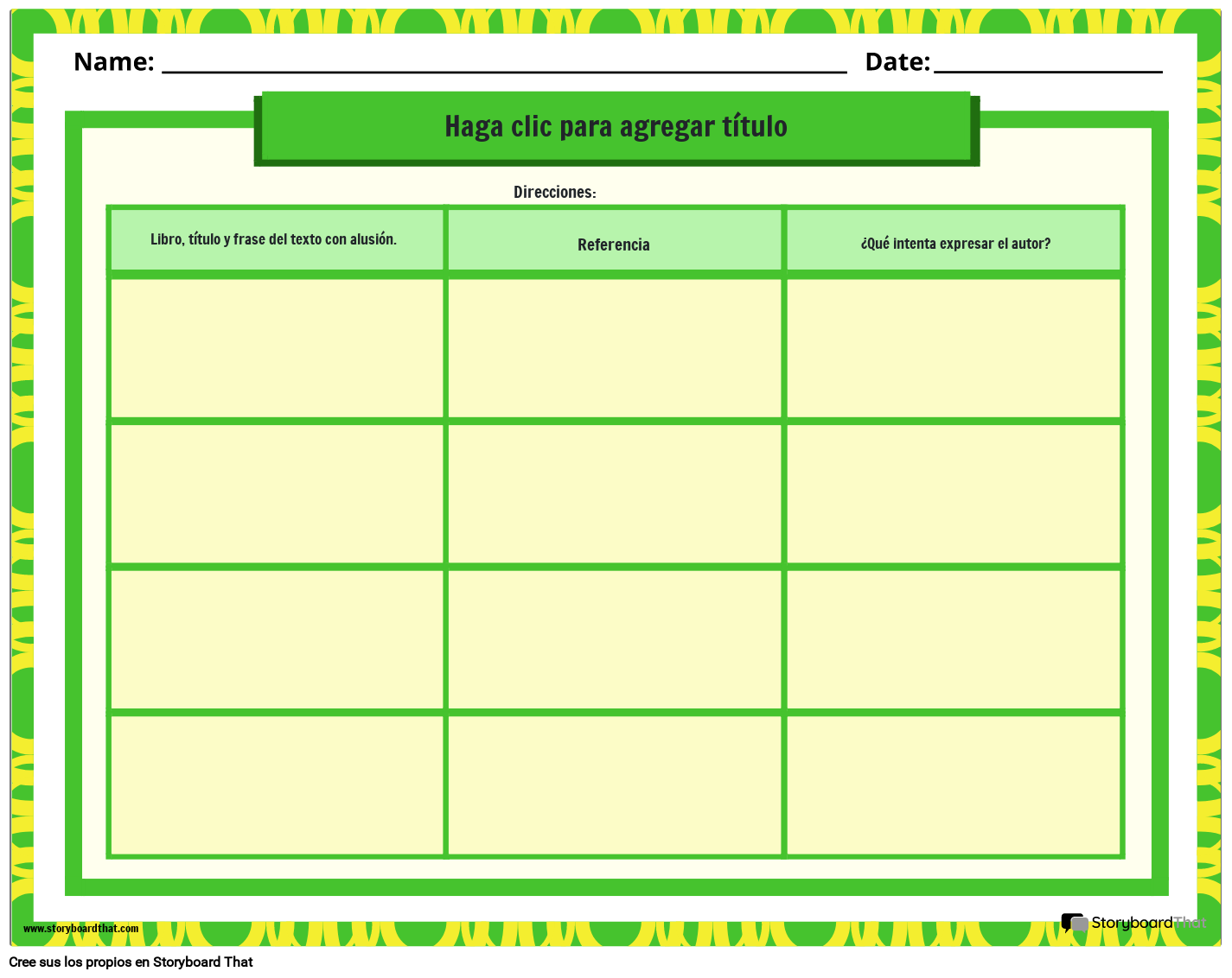 Hoja de Trabajo de Registro de Alusiones Storyboard