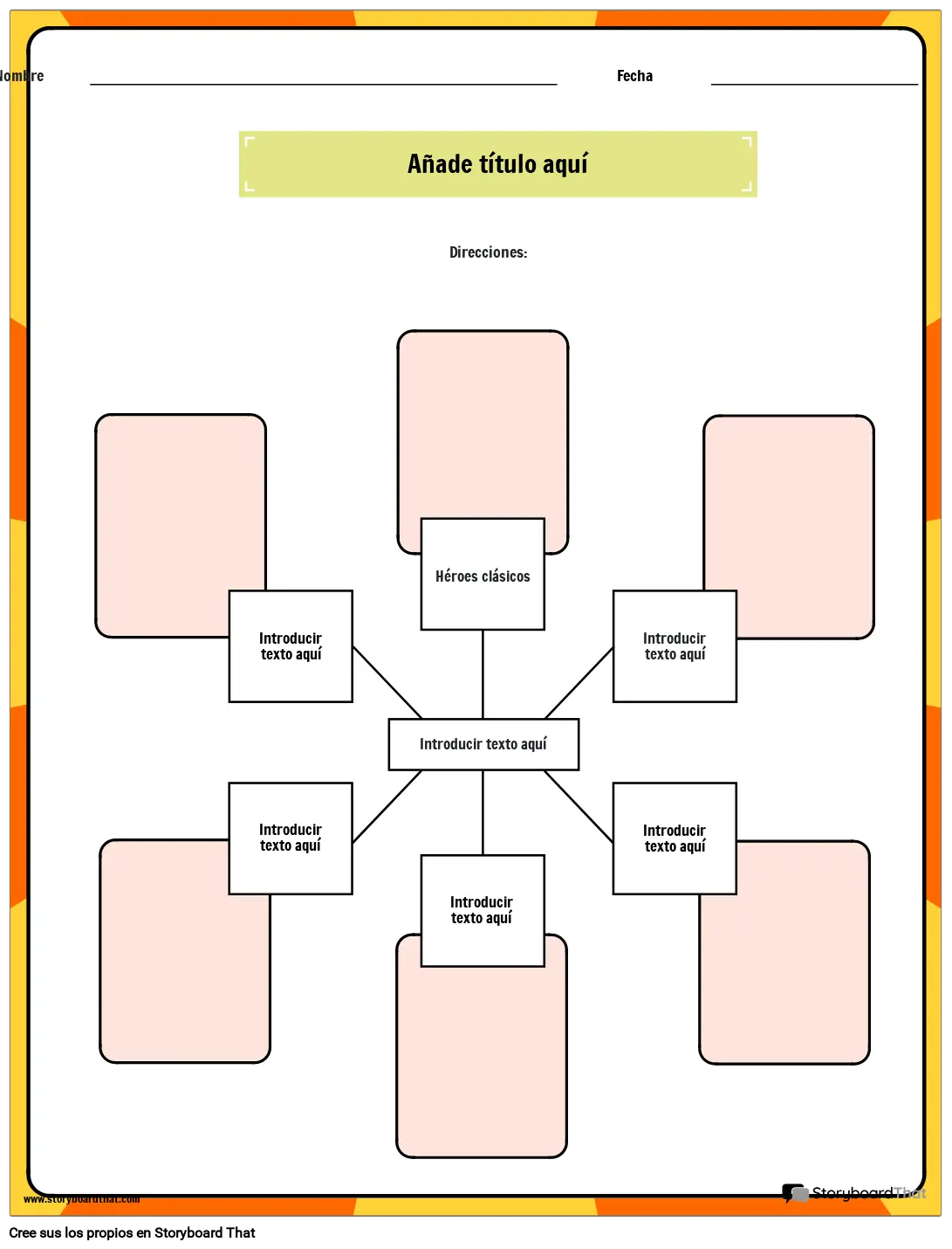 Hoja de Trabajo del Organizador Gráfico que Describe Tipos de Héroes