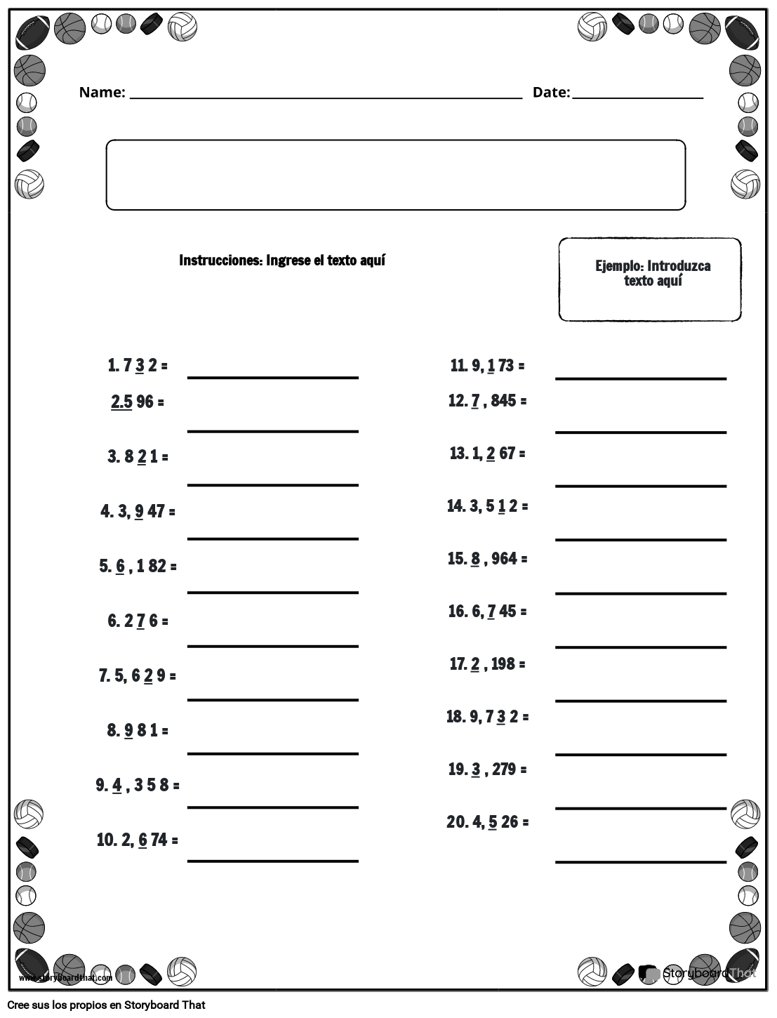 Hojas De Trabajo Para Ordenar Números De Alto Nivel