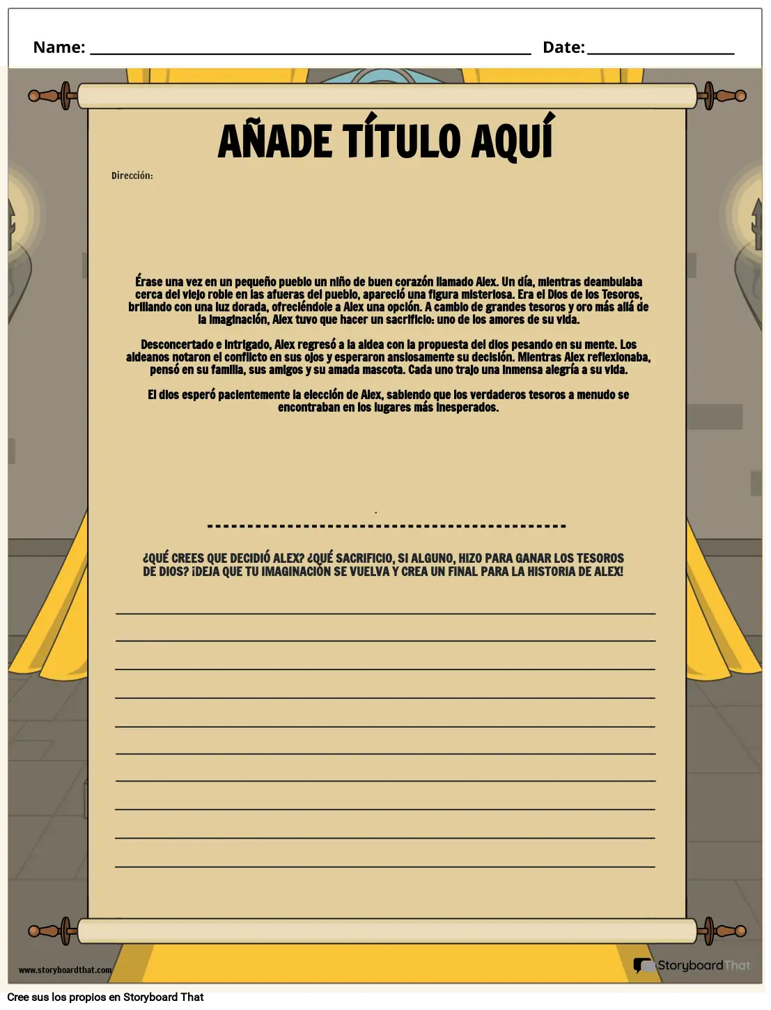 Hoja de Trabajo Para Escribir su Propio Final Para una Historia