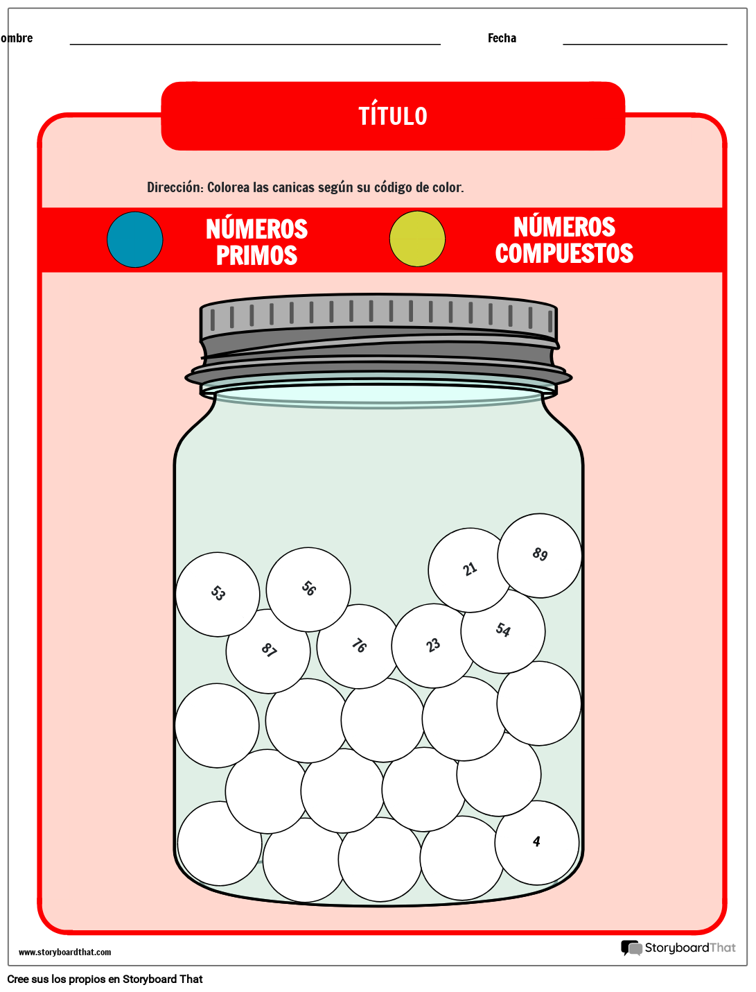 Hoja De Trabajo Sobre Números Primos Y Compuestos Con Temática De Canicas