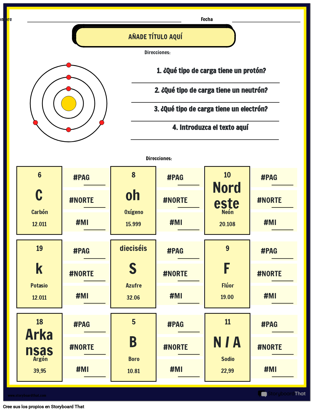 Hojas De Trabajo De Química