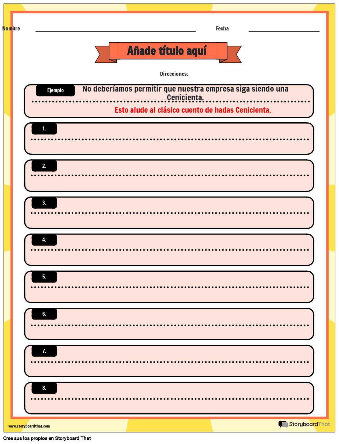 Identificar la Hoja de Trabajo de Alusiones Storyboard