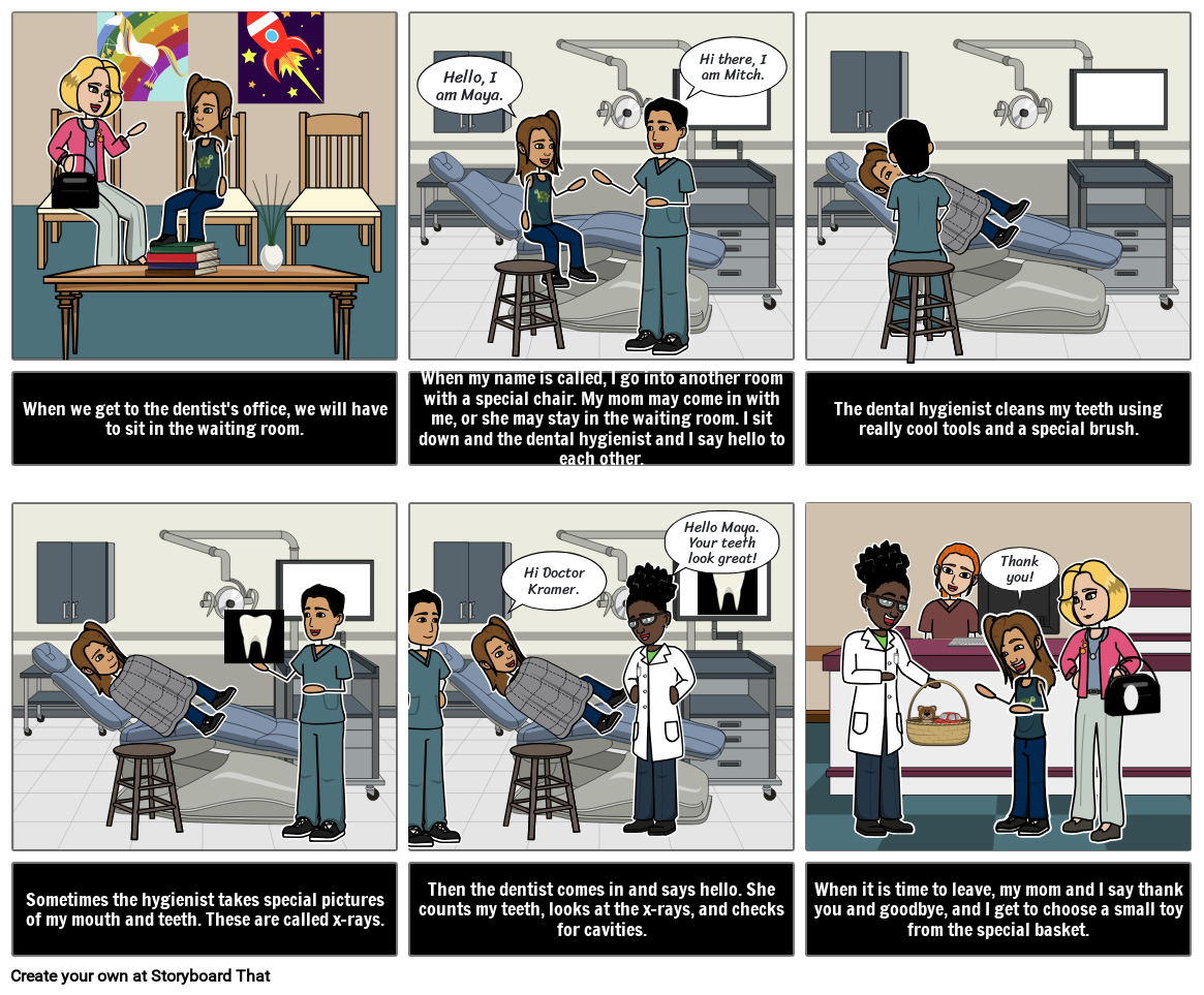 Ir a Dentist Social Story Storyboard por es-examples