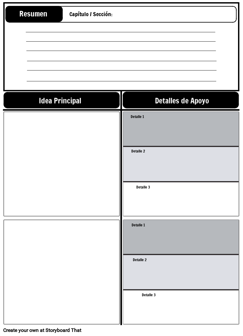 ITA- Resumen con Idea Principal Storyboard por es-examples
