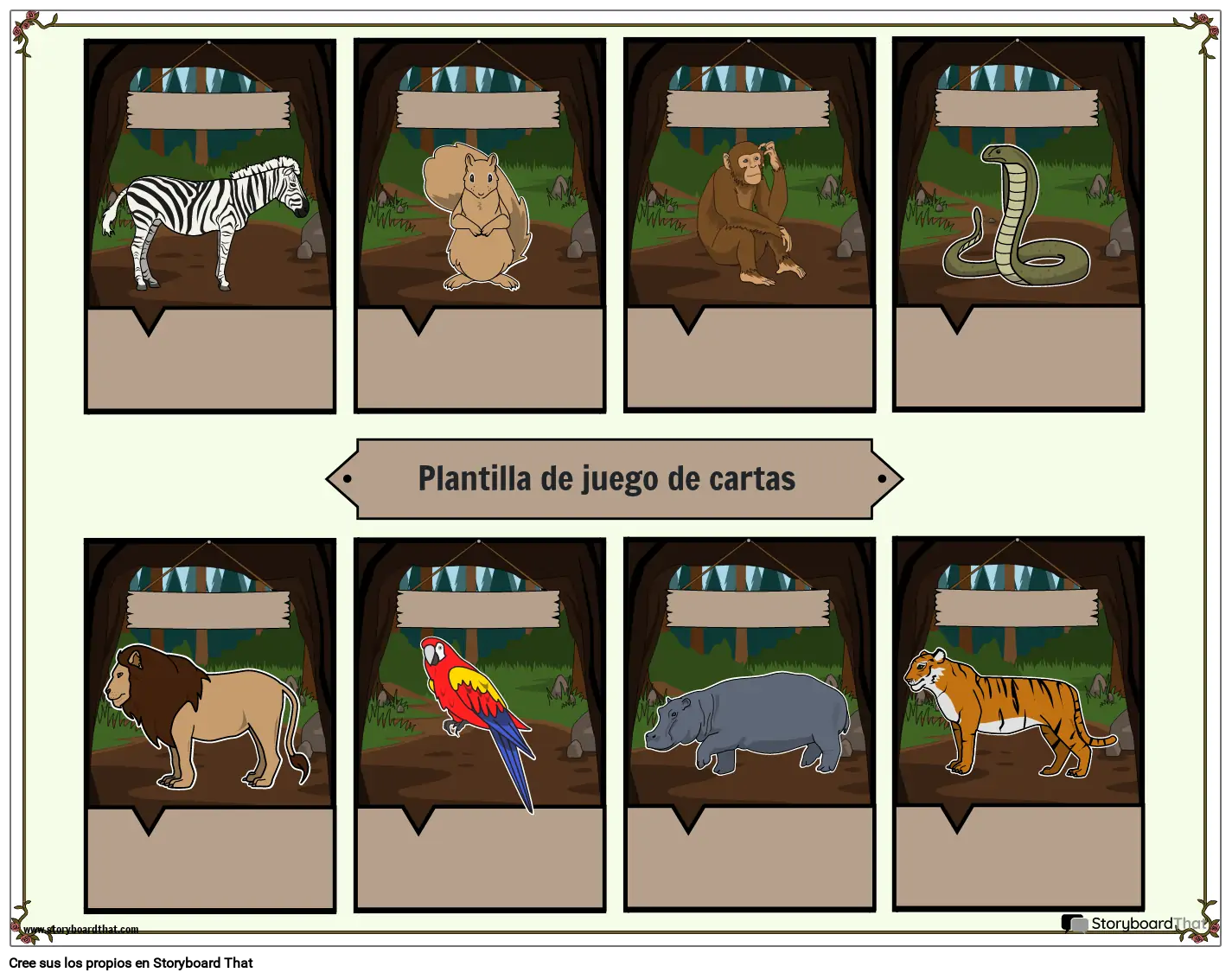 Juego de Cartas de Animales de la Selva Storyboard
