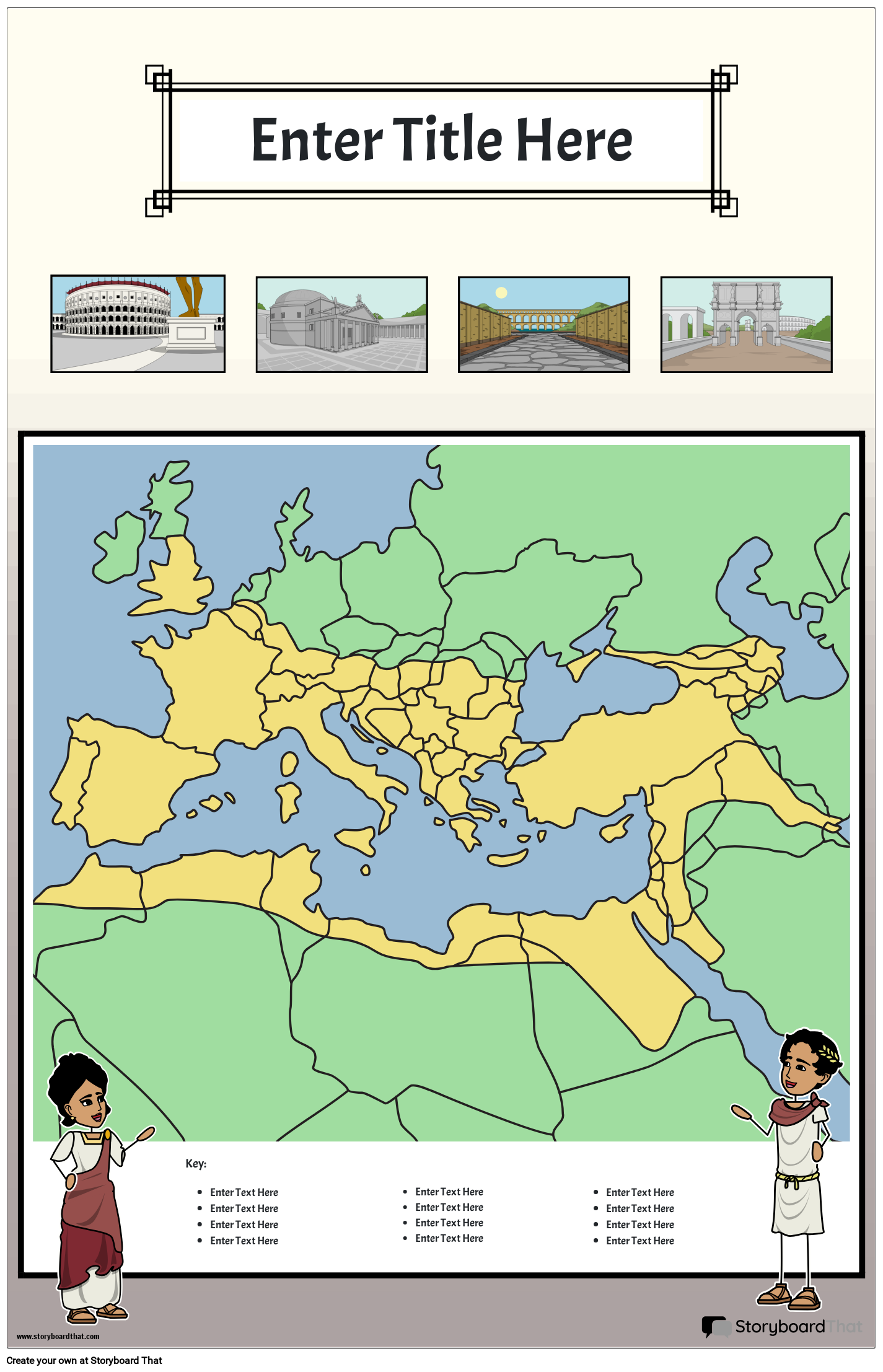 Mapa Póster 33 Color Retrato Antigua Roma Storyboard
