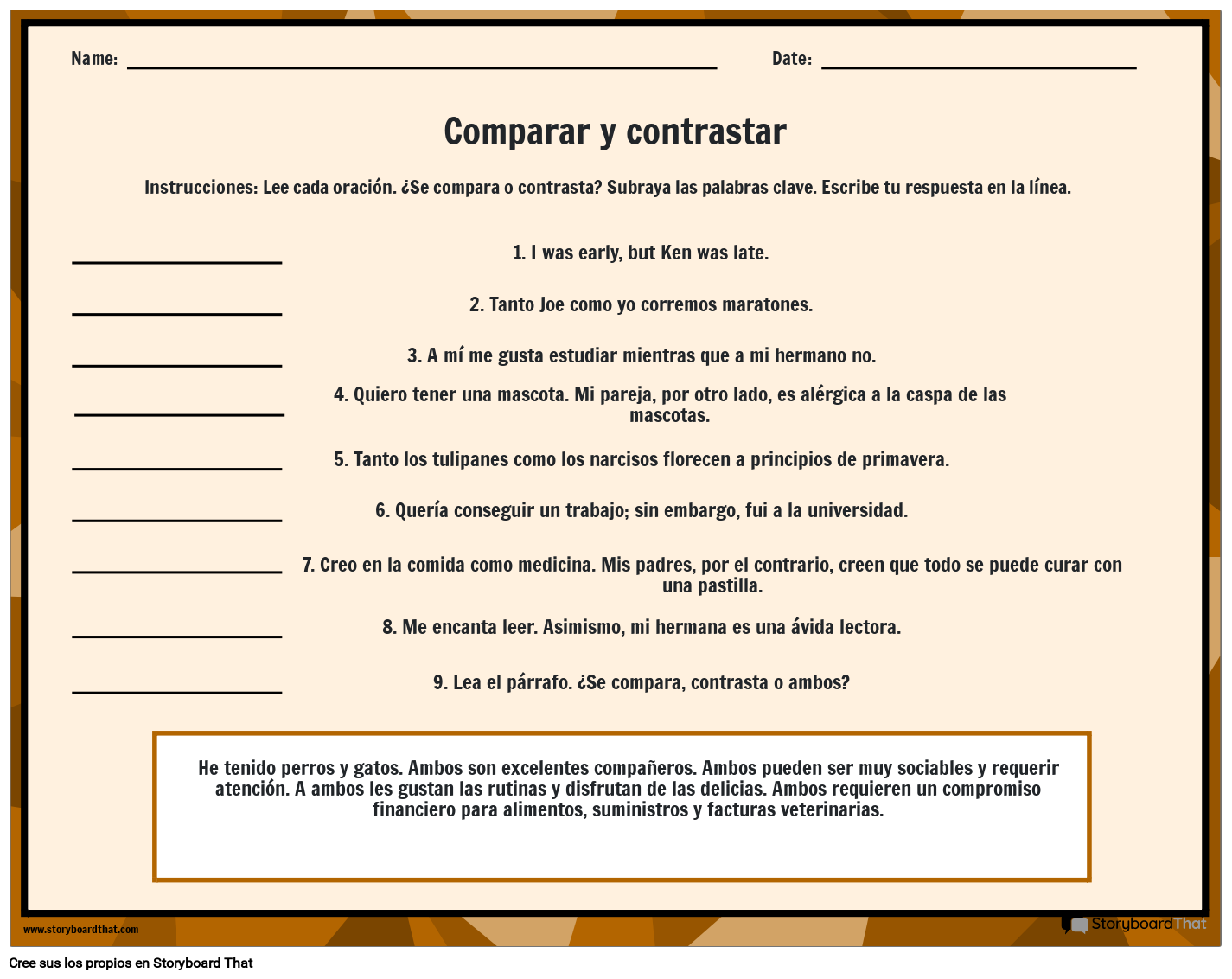Navegando Por Los Matices De Las Oraciones Hoja De Trabajo De Comparaci n Navegando Por Los Matices De Las Oraciones Hoja De Trabajo De Comparaci n