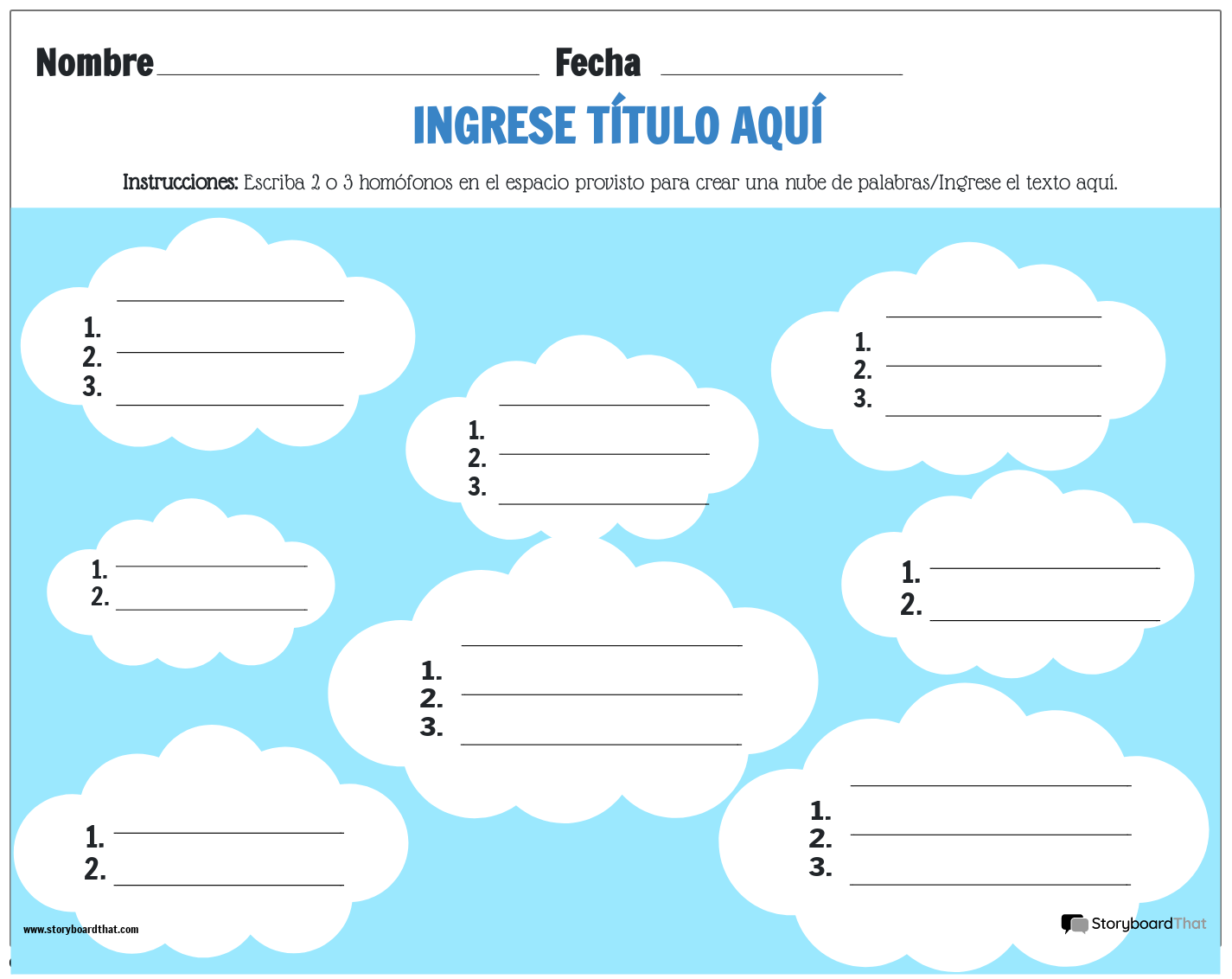 Nubes de Palabras Homófonas Storyboard por es-examples