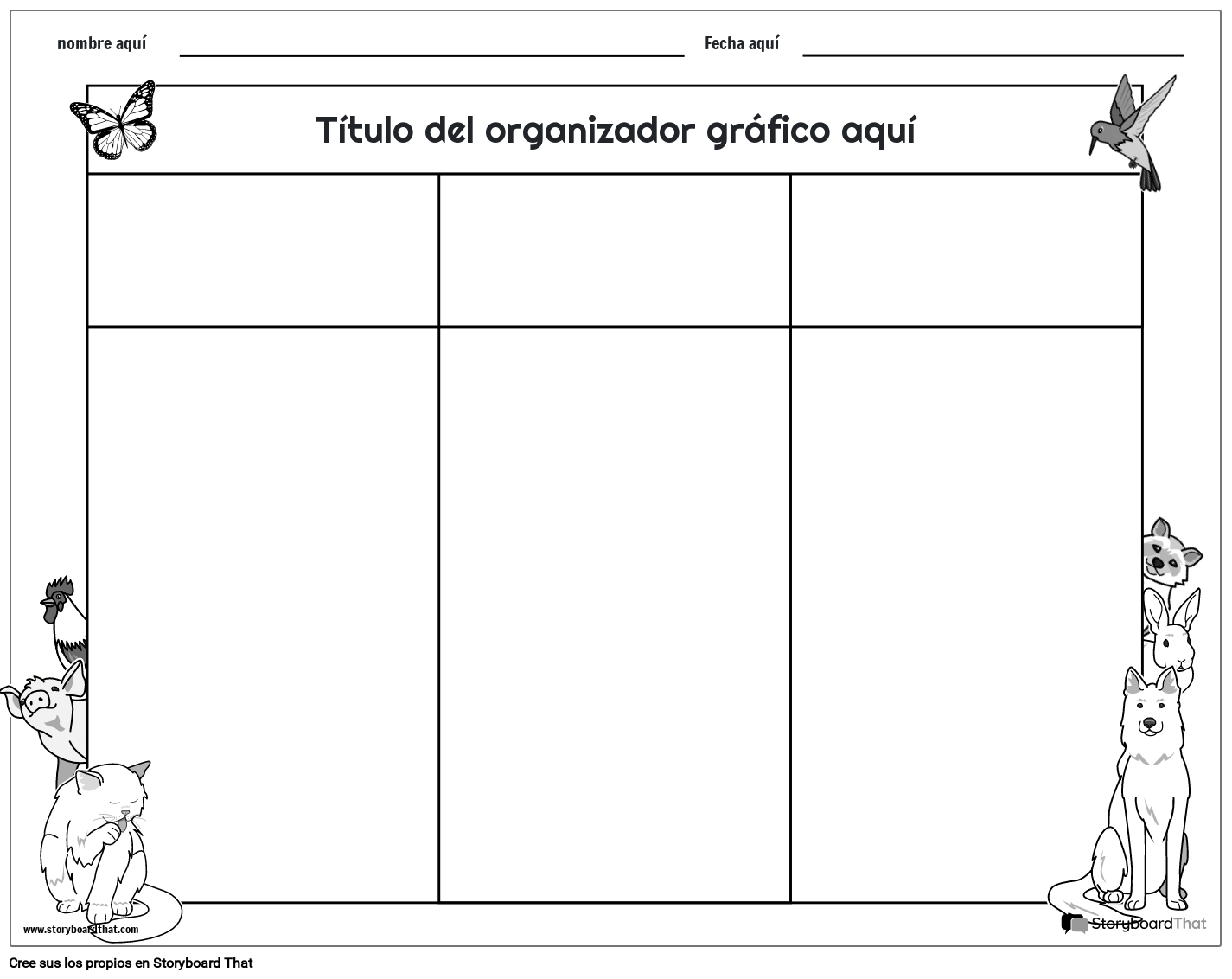 Nueva página de creación Organizador gráfico general 3 (blanco y negro)