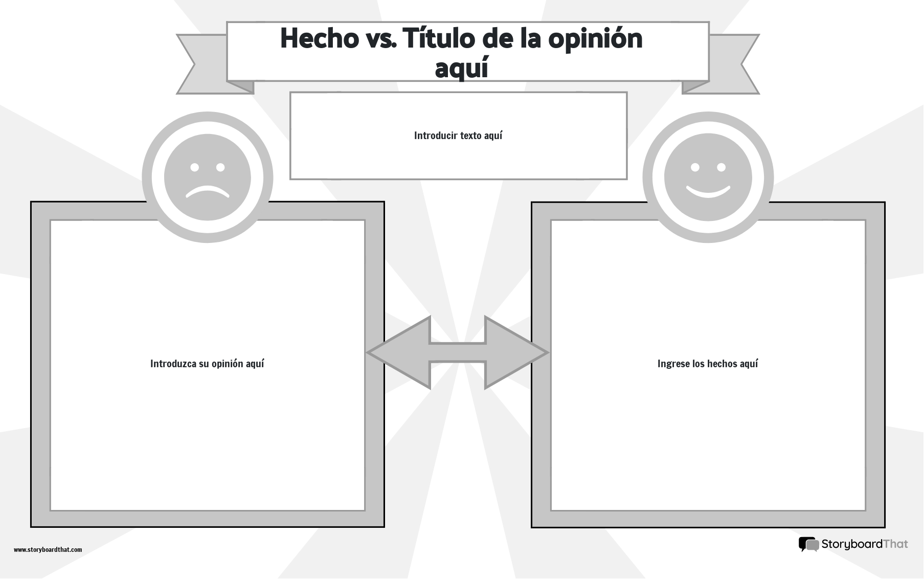 Nueva página de creación Plantilla 5 de hecho frente a opinión (blanco y ne