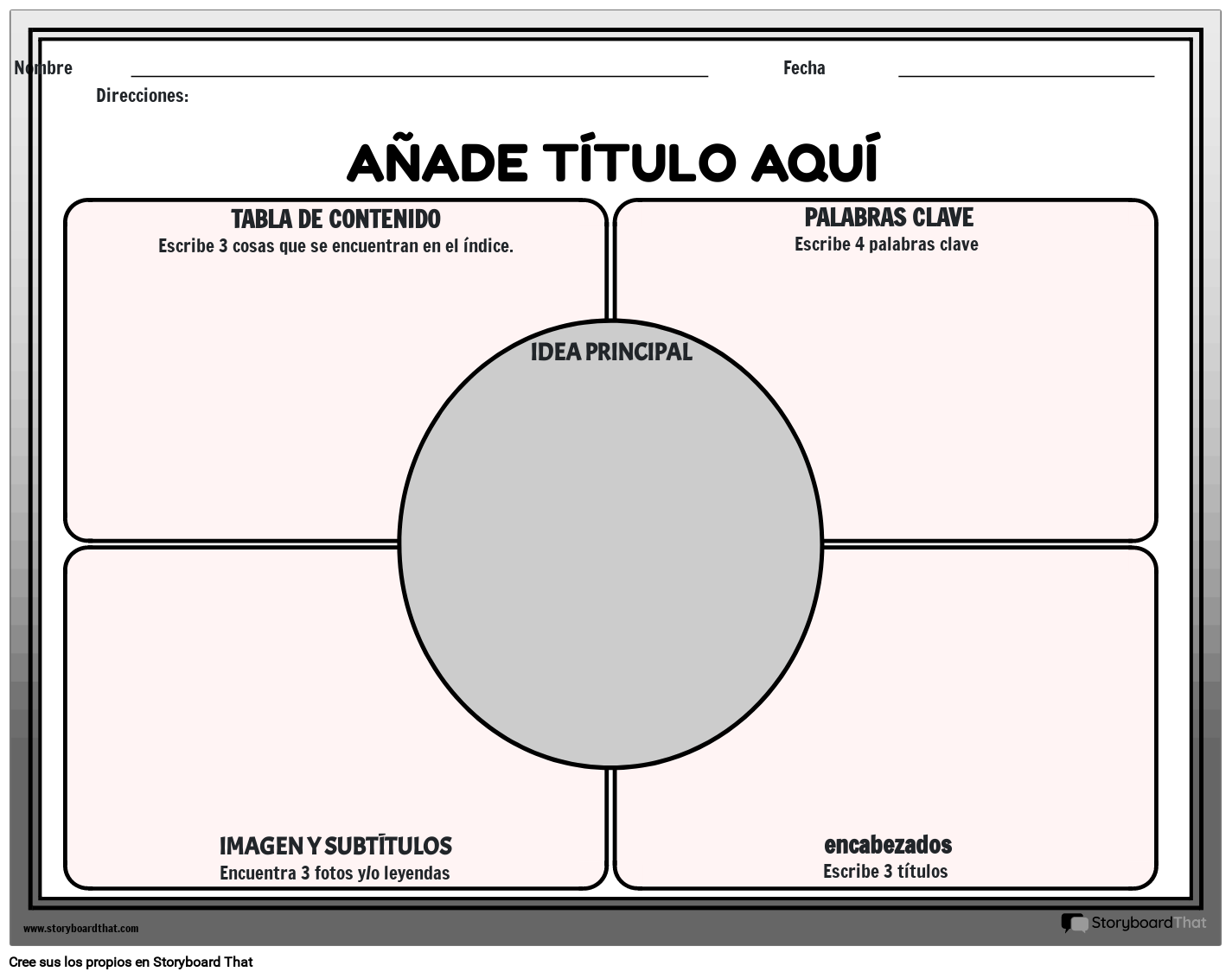 Organizador Gráfico De La Tabla De Ideas Principales
