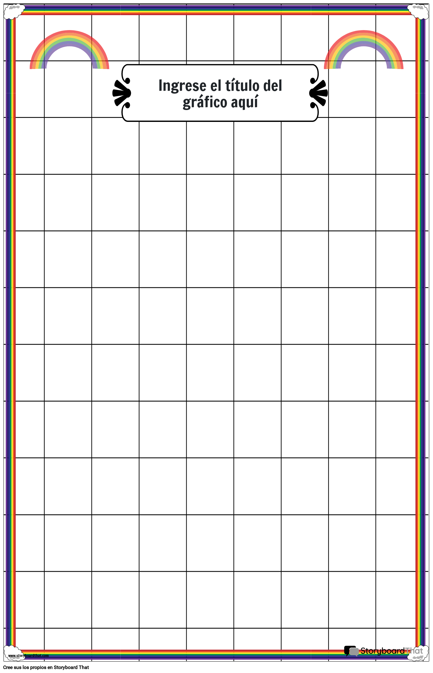 Papel Cuadriculado con Temática de Arcoíris Póster