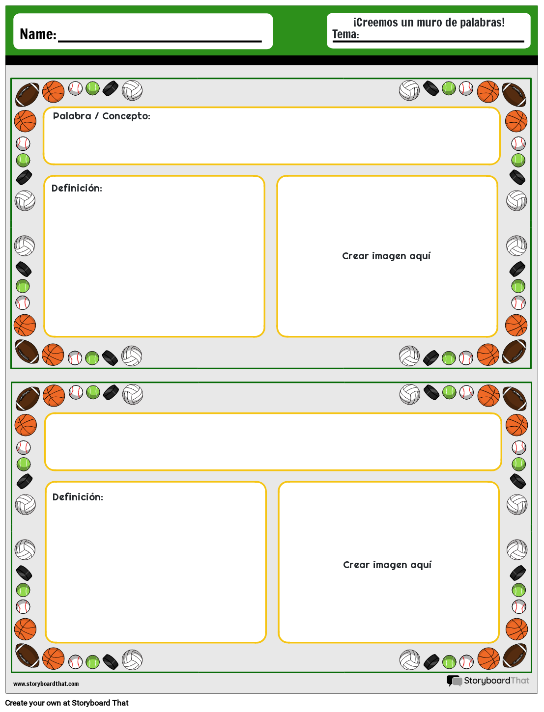 Pared de Palabras 10 Storyboard por es-examples