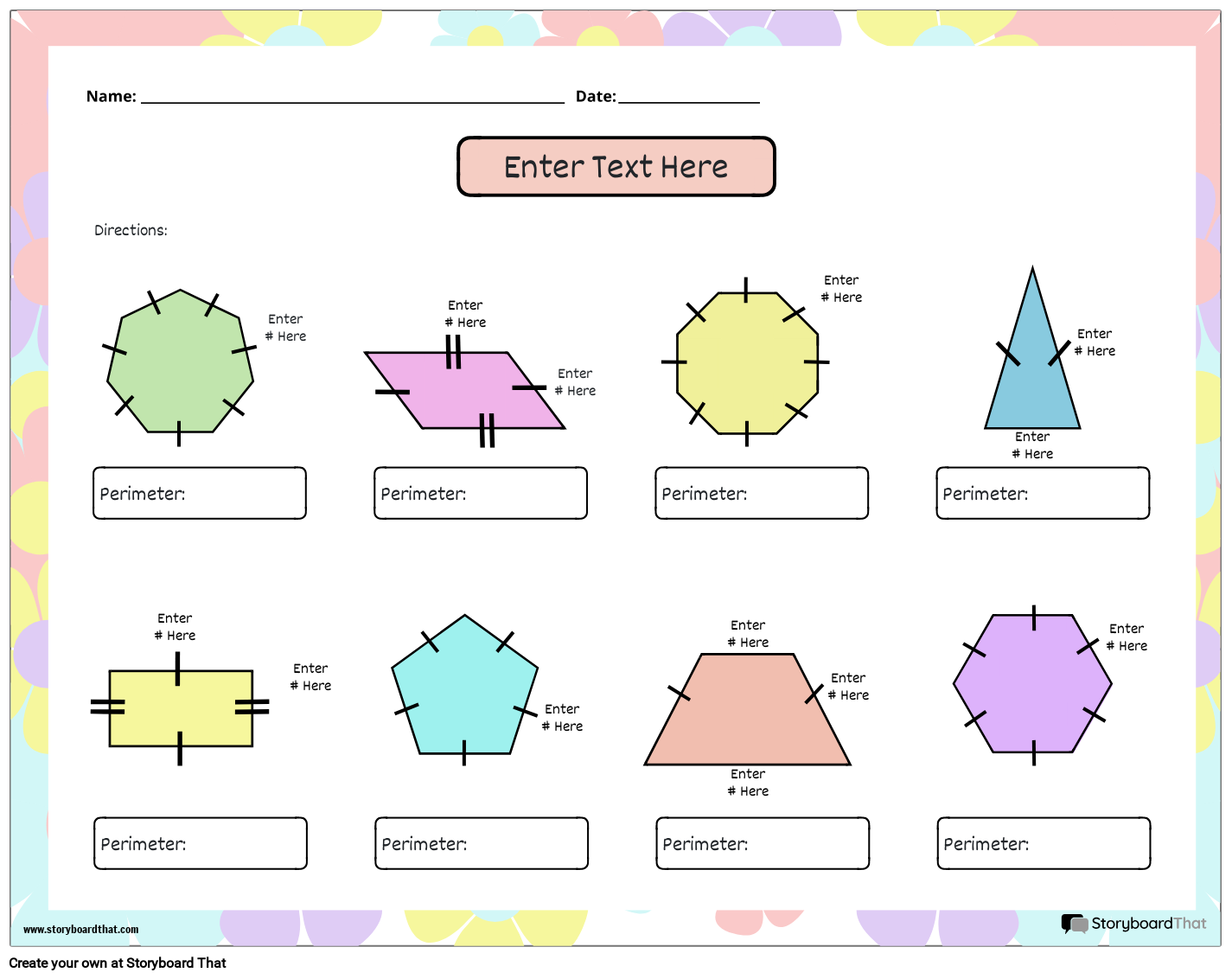 Planilla Digital de Área y Perímetro Storyboard