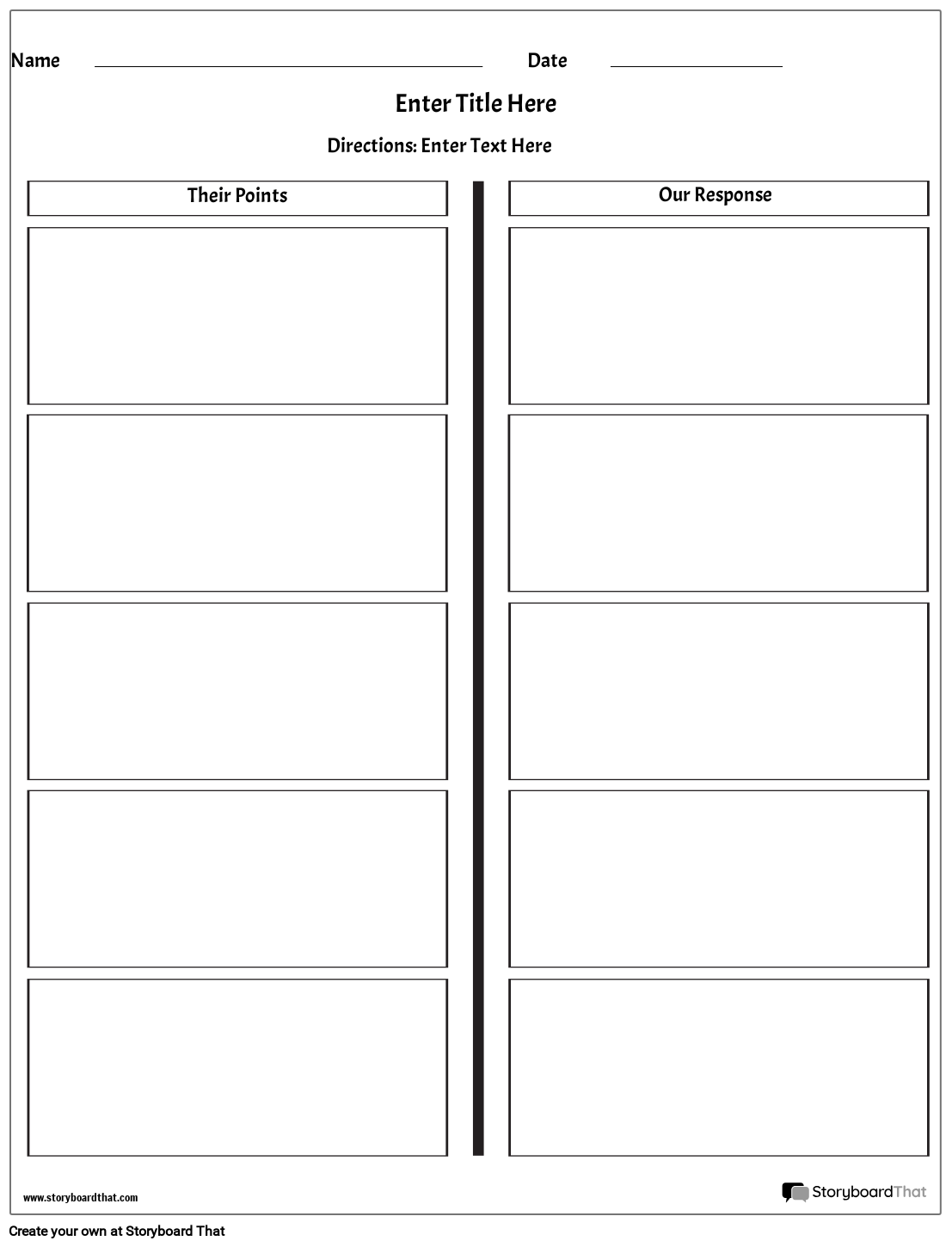 Plantilla de Diagrama de Flujo de Debate Storyboard