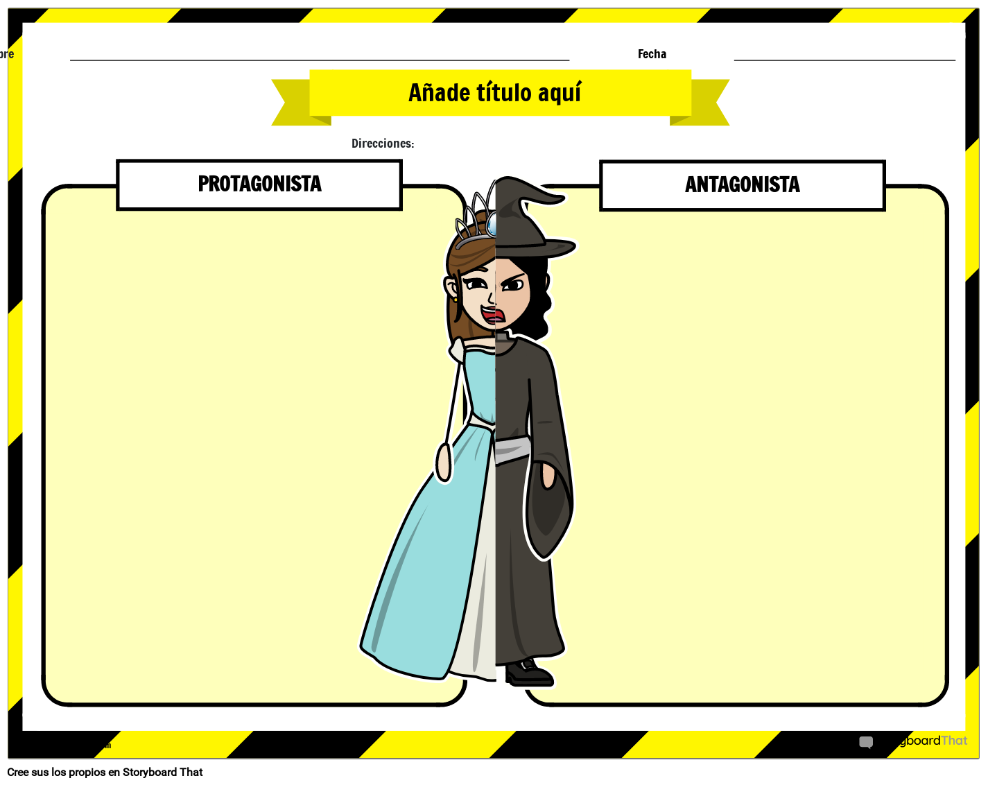 Plantilla de Hoja de Trabajo de Protagonista Versus Antagonista