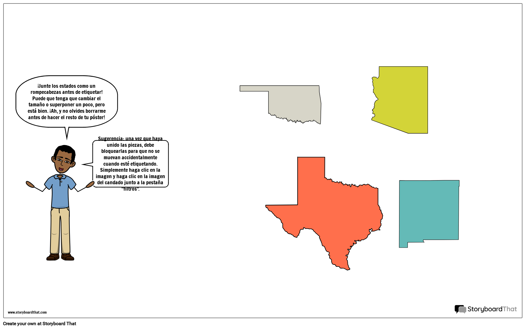 Plantilla de Mapa del Suroeste Storyboard por es-examples