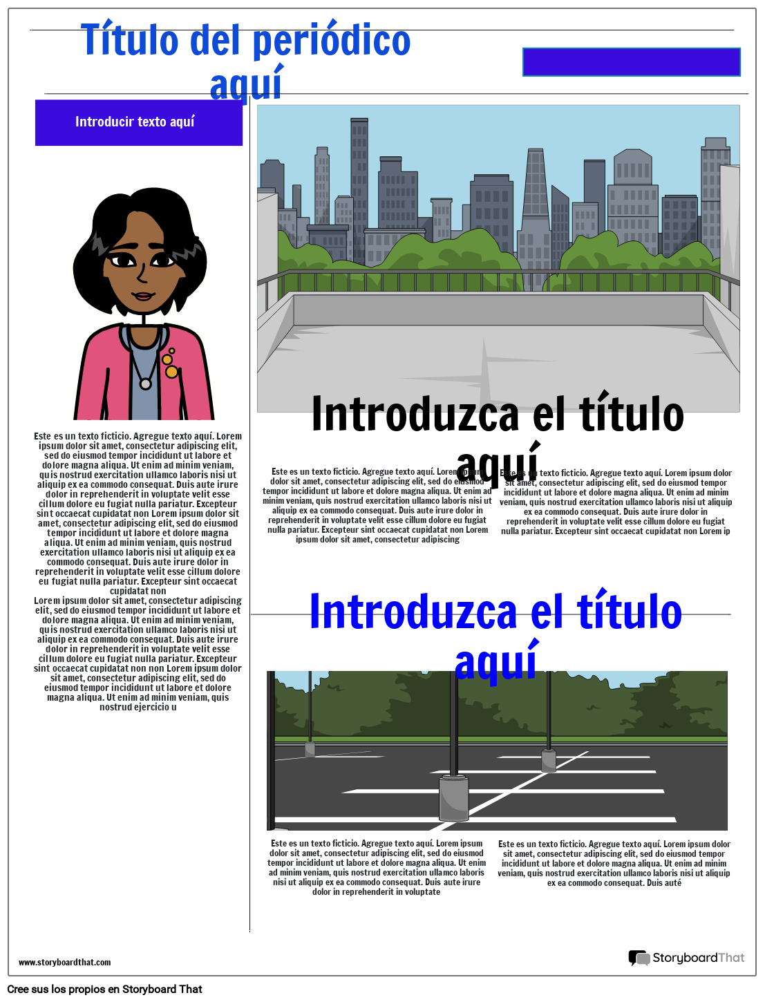 Plantilla de página de periódico Storyboard por es-examples