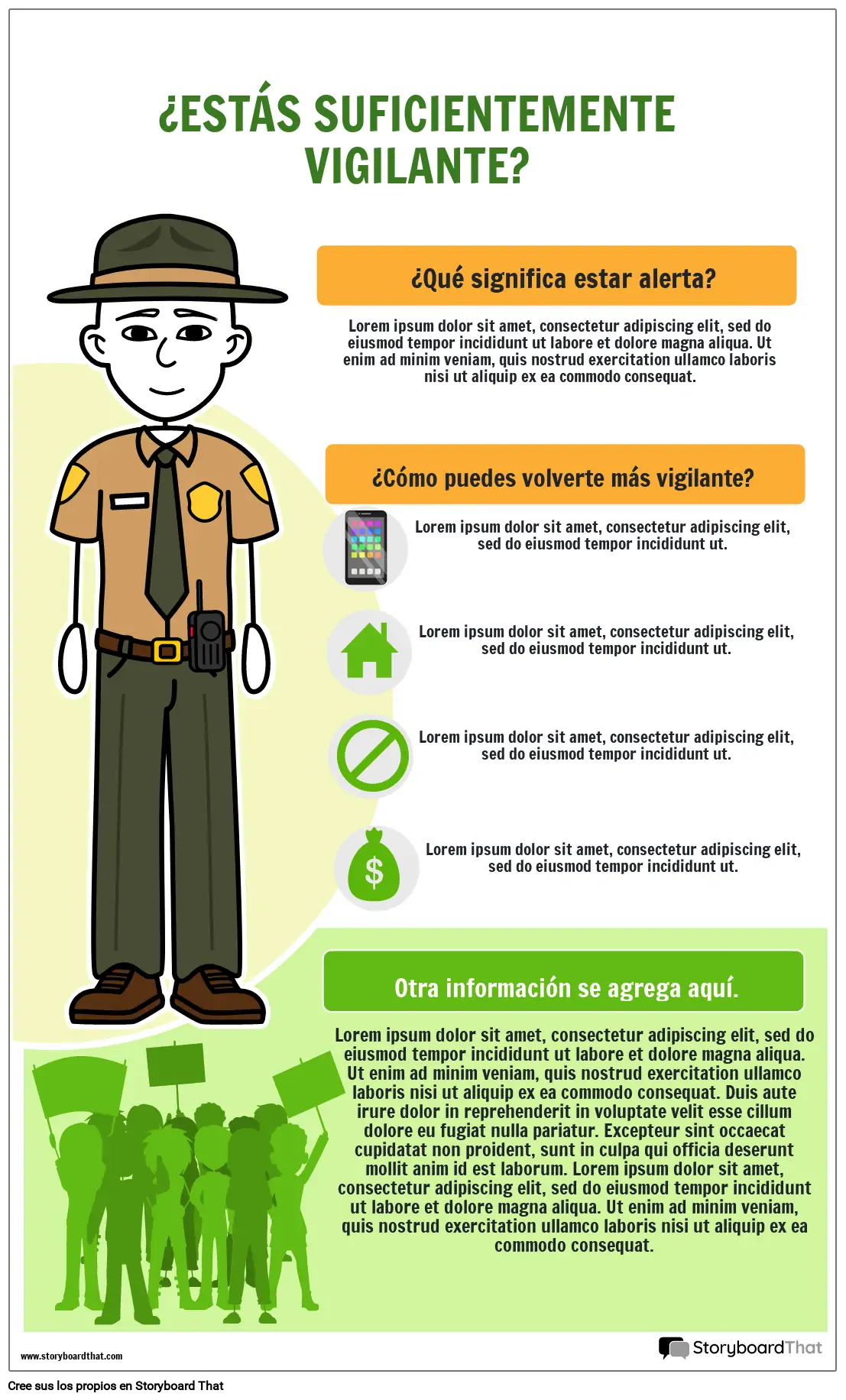 Plantilla de póster de infografías de PSA Storyboard