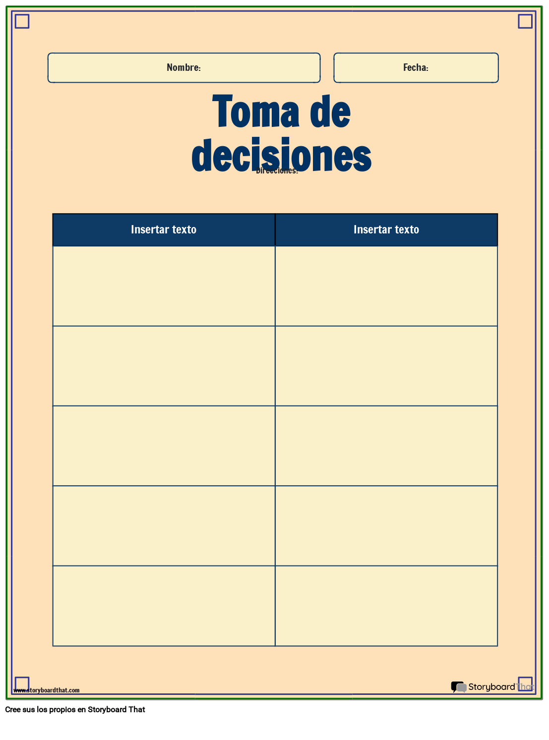 Plantilla de Toma de Decisiones Para la Resolución de Problemas