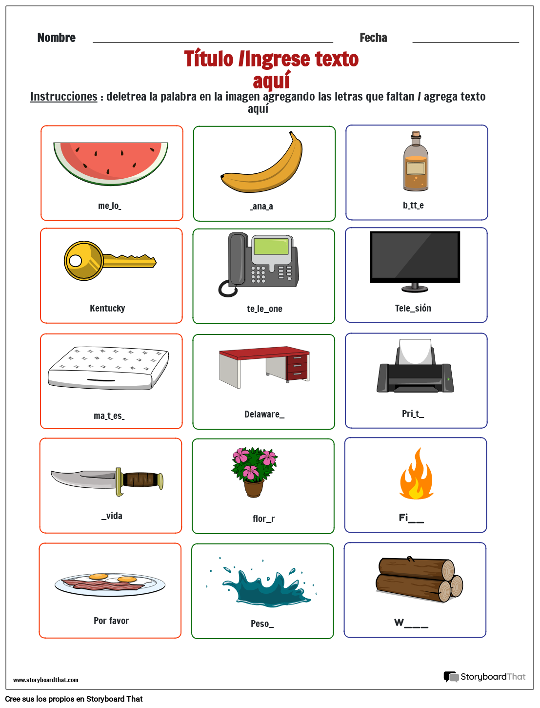 Hojas De Trabajo De Vocabulario De Ortografía Cuaderno De Actividades