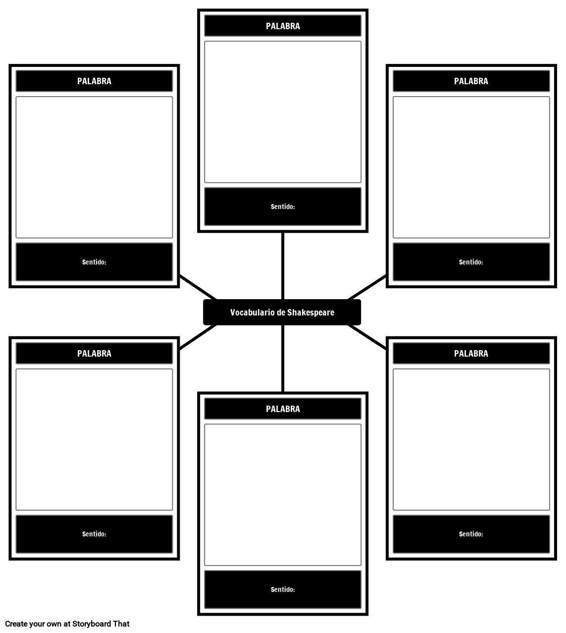 Plantilla de Vocabulario de Shakespeare Storyboard