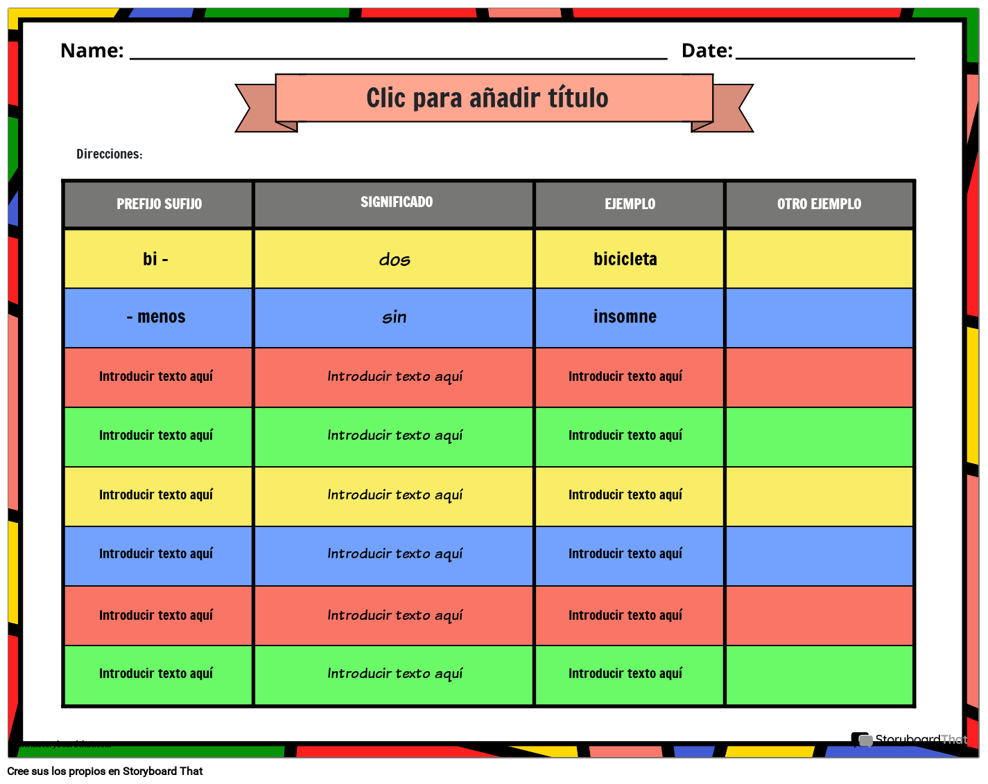 Hoja De Trabajo De Sufijos Y Prefijos
