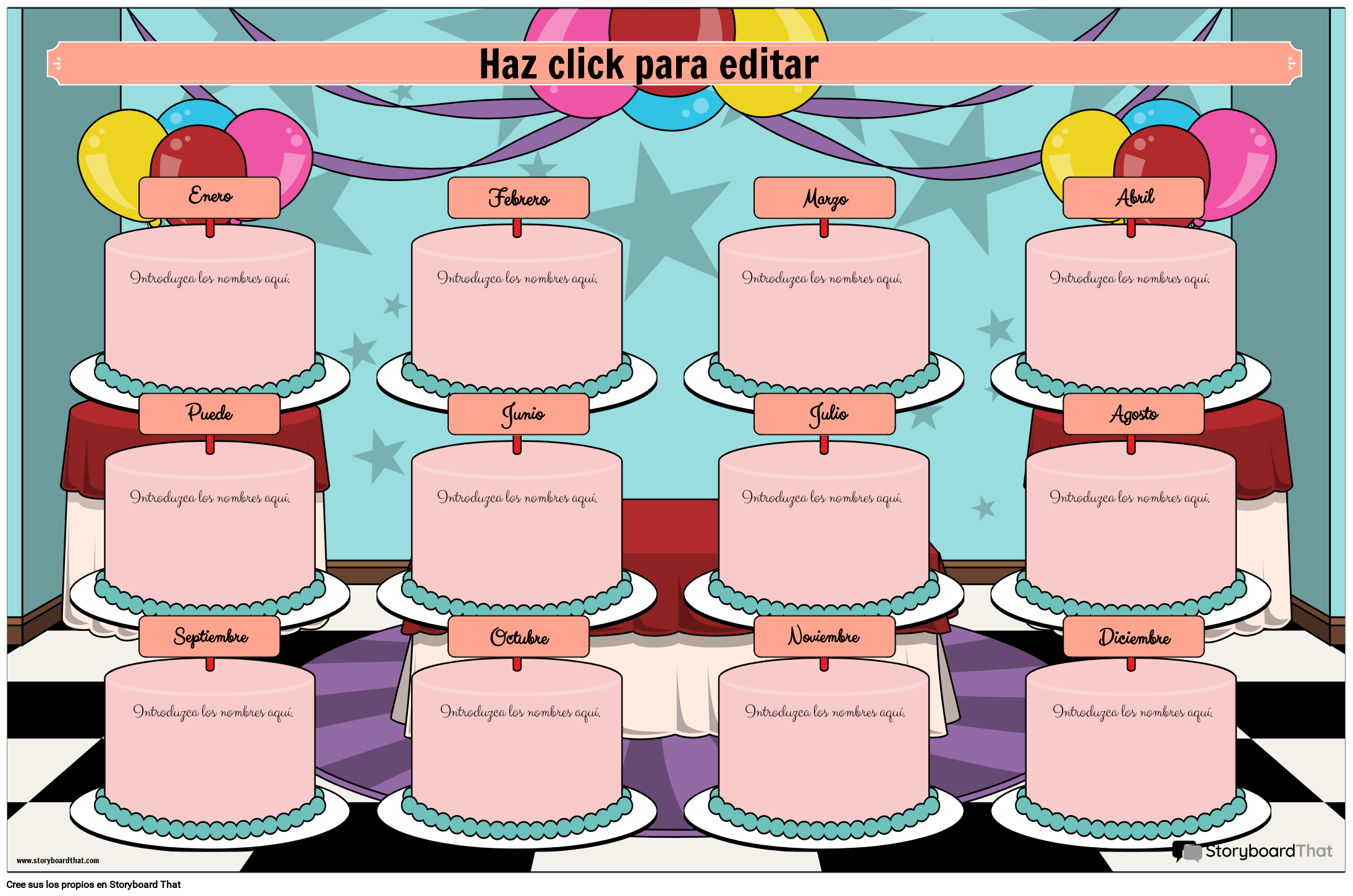 Póster de Cumpleaños con Pasteles de Cumpleaños