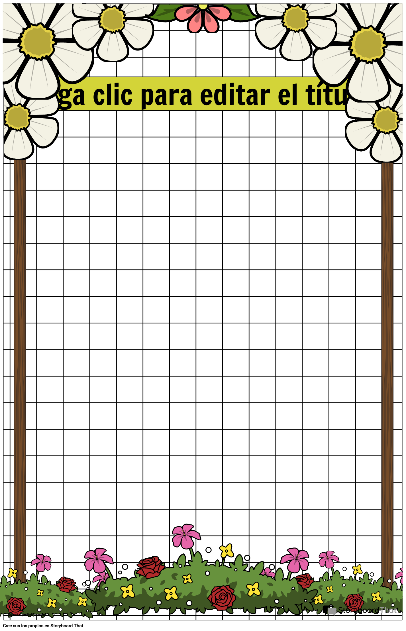 Póster de Papel Cuadriculado con Temática Floral