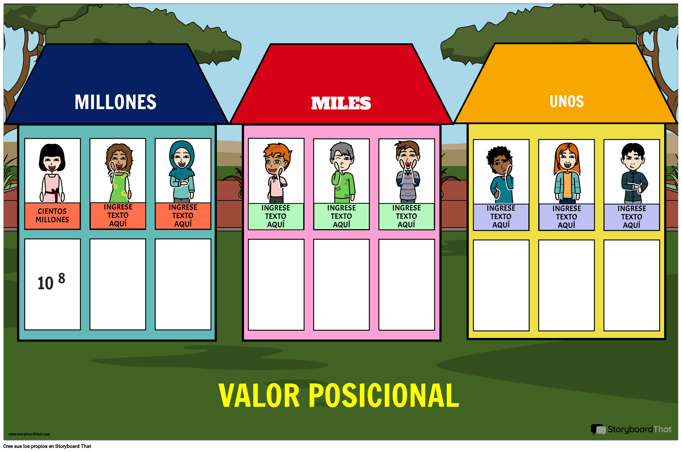Póster de Valor Posicional con Temática de la Casa