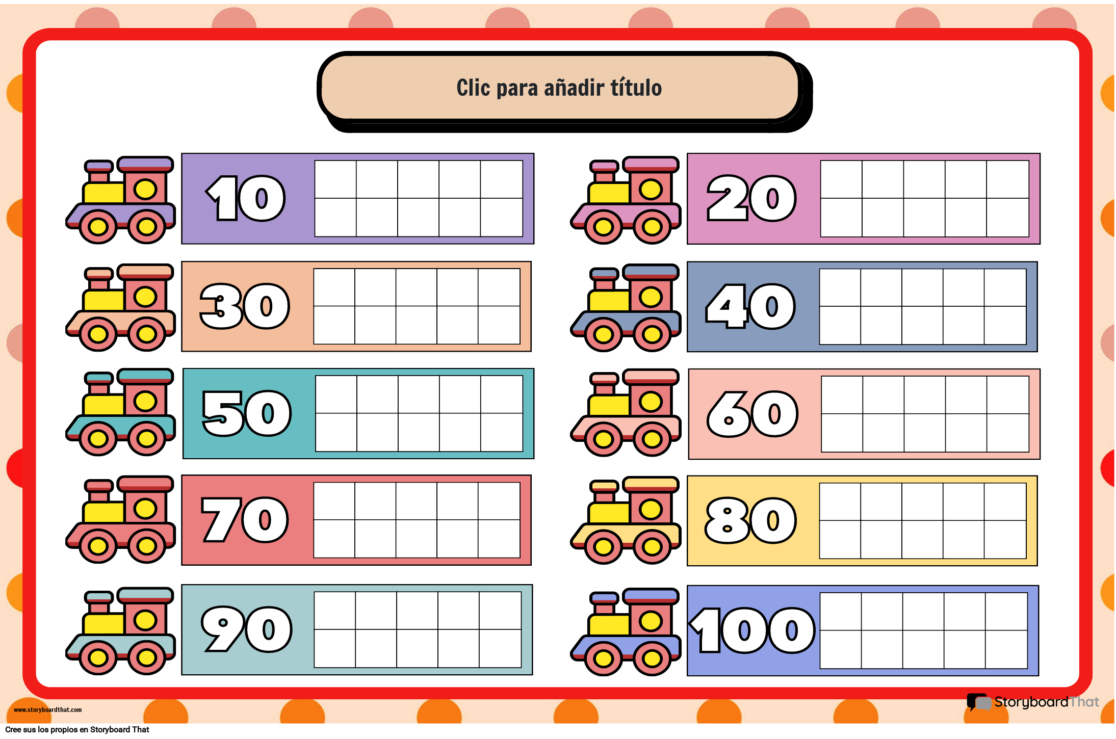 PÓSTER NÚMERO TREN COLOR PASTEL 1-100. Storyboard