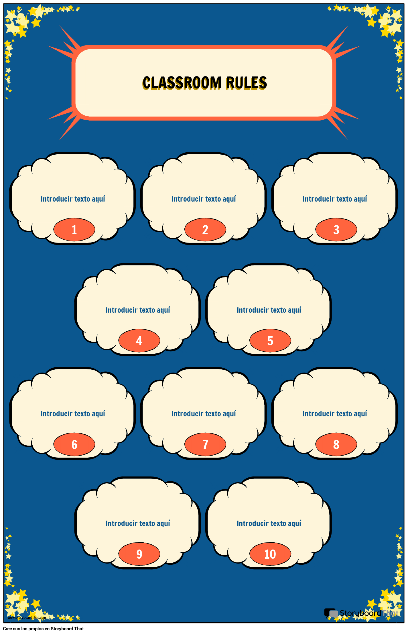 Reglas de Clase Imprimibles Storyboard por es-examples
