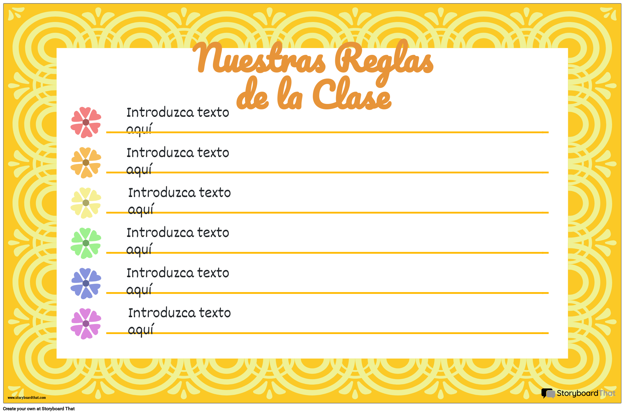 Reglas del Salón de Clases 14 Storyboard por es-examples